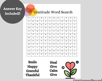 Gratitude Word Search - Etsy