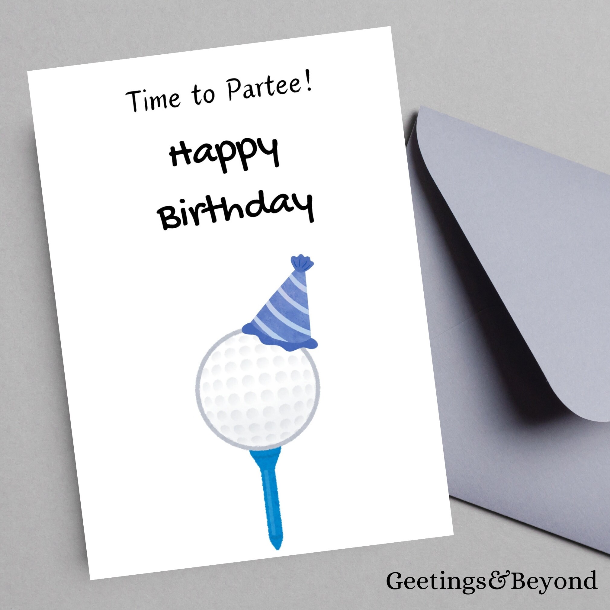 Golf Partee Happy Birthday Card, Printable Digital Download Card, 5x7 ...