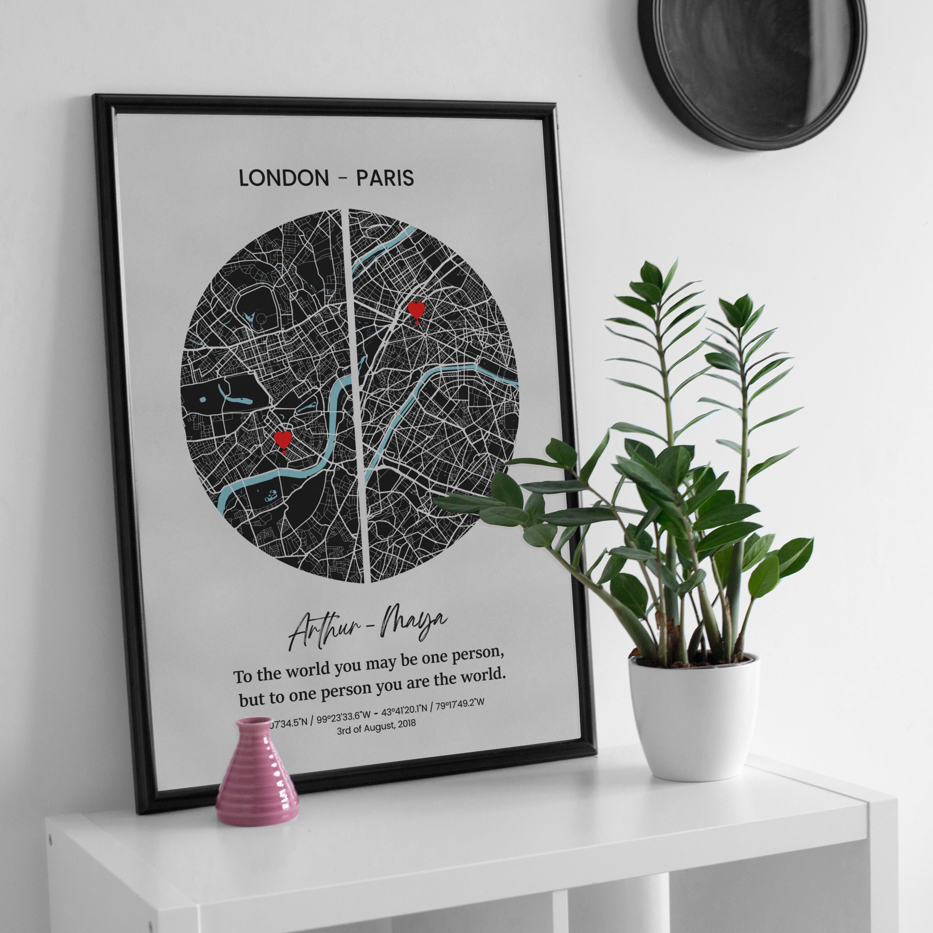 Two Maps Custom Map Digital Download L Custom Map Print of - Etsy
