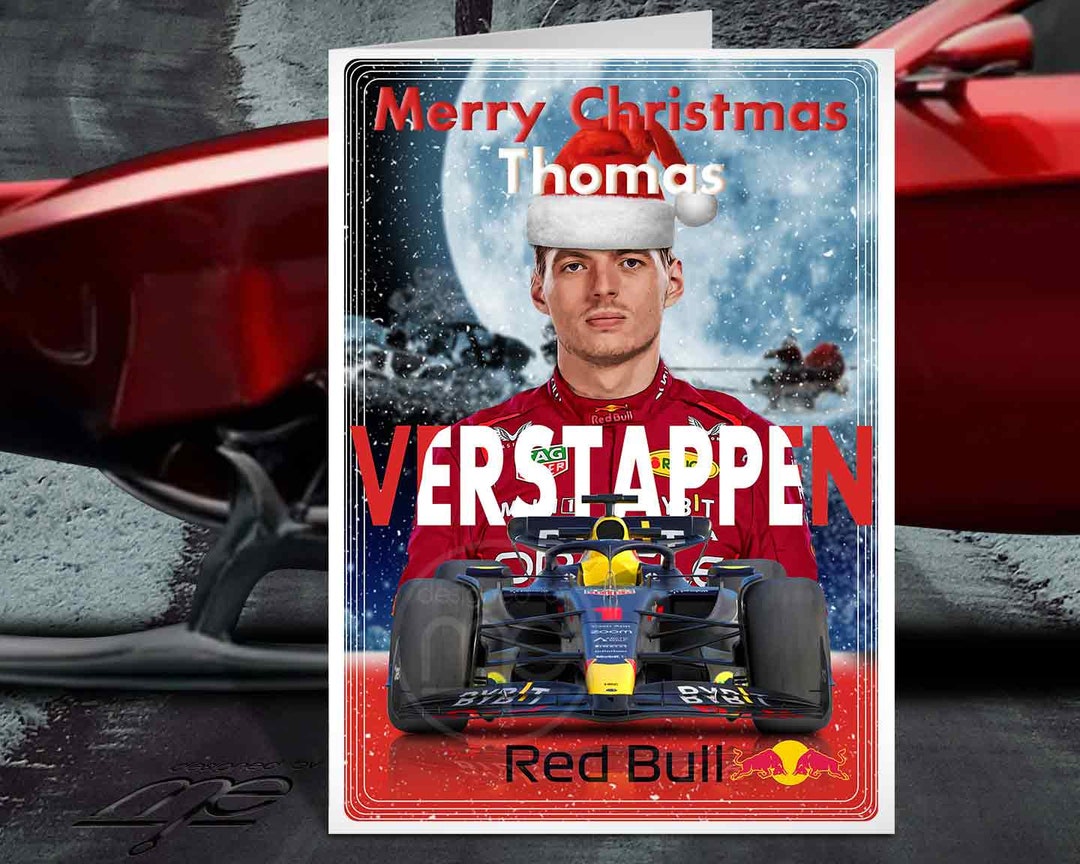 Personalised Max Verstappen Red Bull Formula One F1 Christmas Card ...