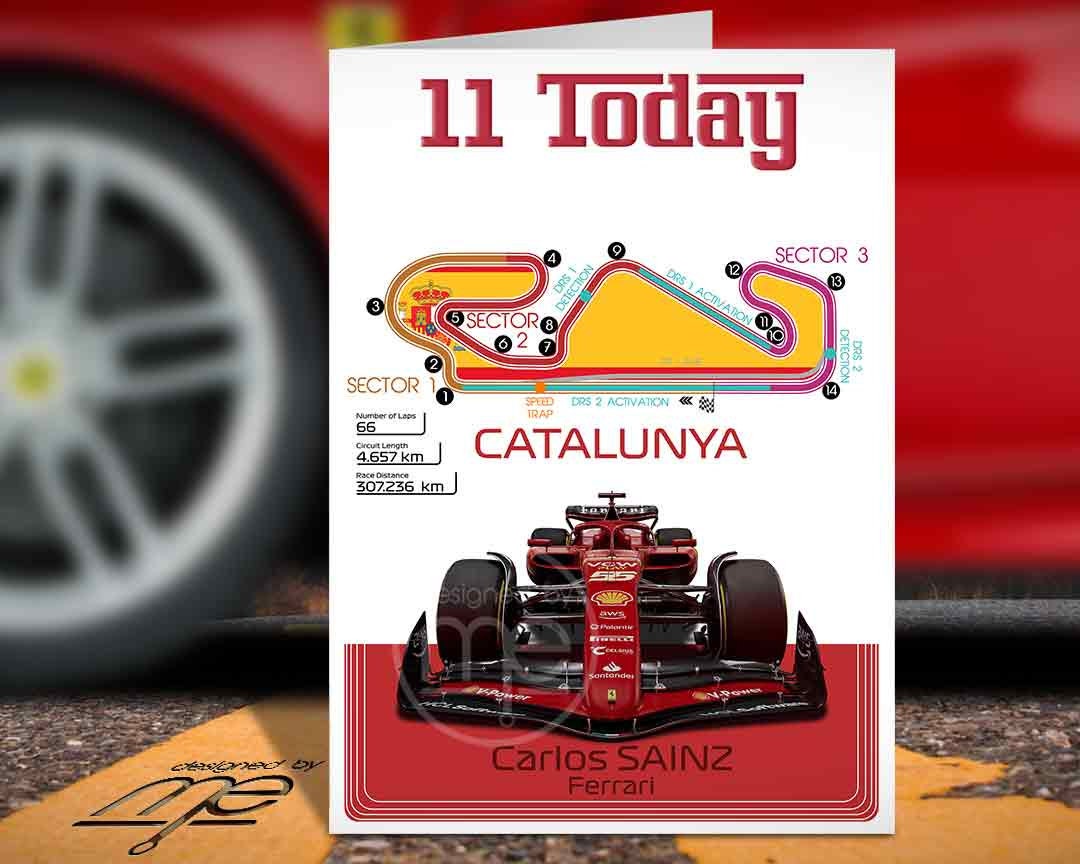 Personalised Carlos Sainz Ferrari Formula One F1 Birthday Card Car ...