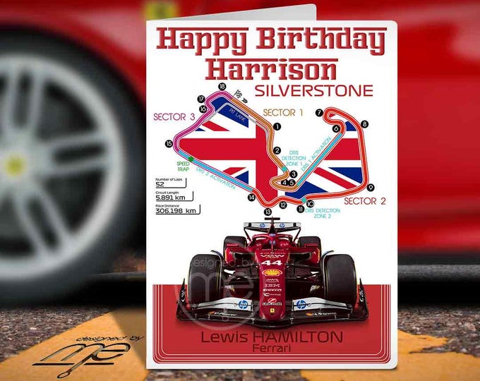 F1 Ferrari Birthday Card, Personalised Formula 1 Card, Personalised ...
