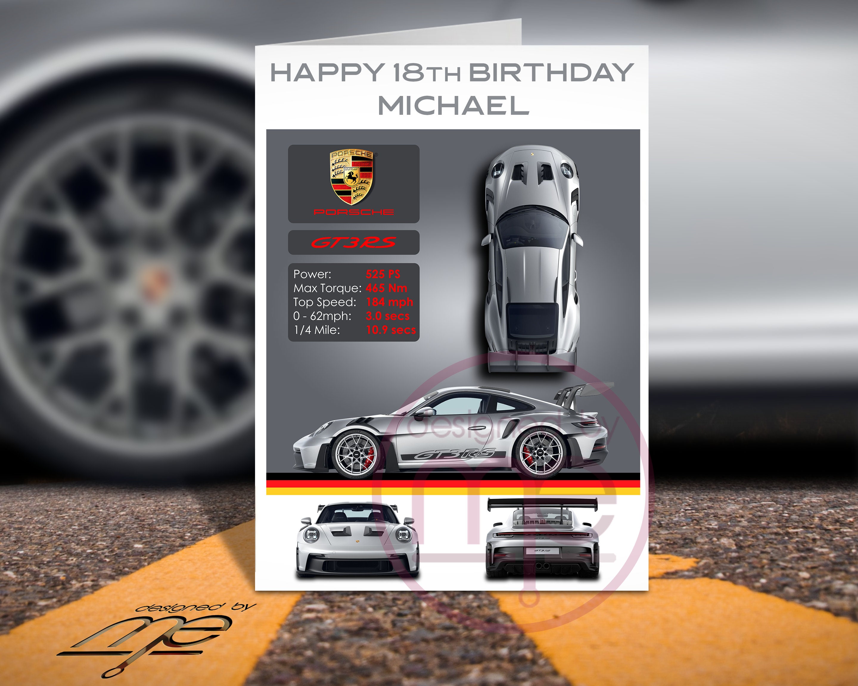 Personalised Porsche 911 GT3 RS Birthday Card - Etsy UK