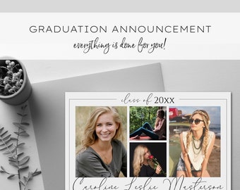 Photo Graduation Announcement Digital Template, Custom Graduation Cards ...