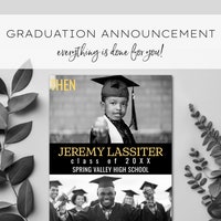 Then and Now Graduation Announcement Digital Template, Custom ...