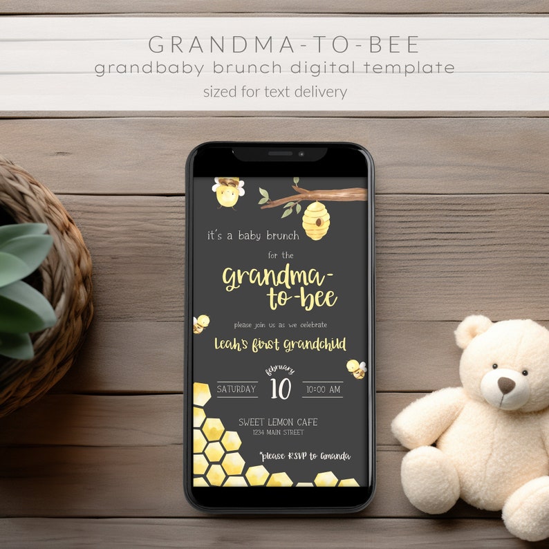 Grandma-to-bee Grandbaby Brunch Digital Template, Bee-themed Shower ...