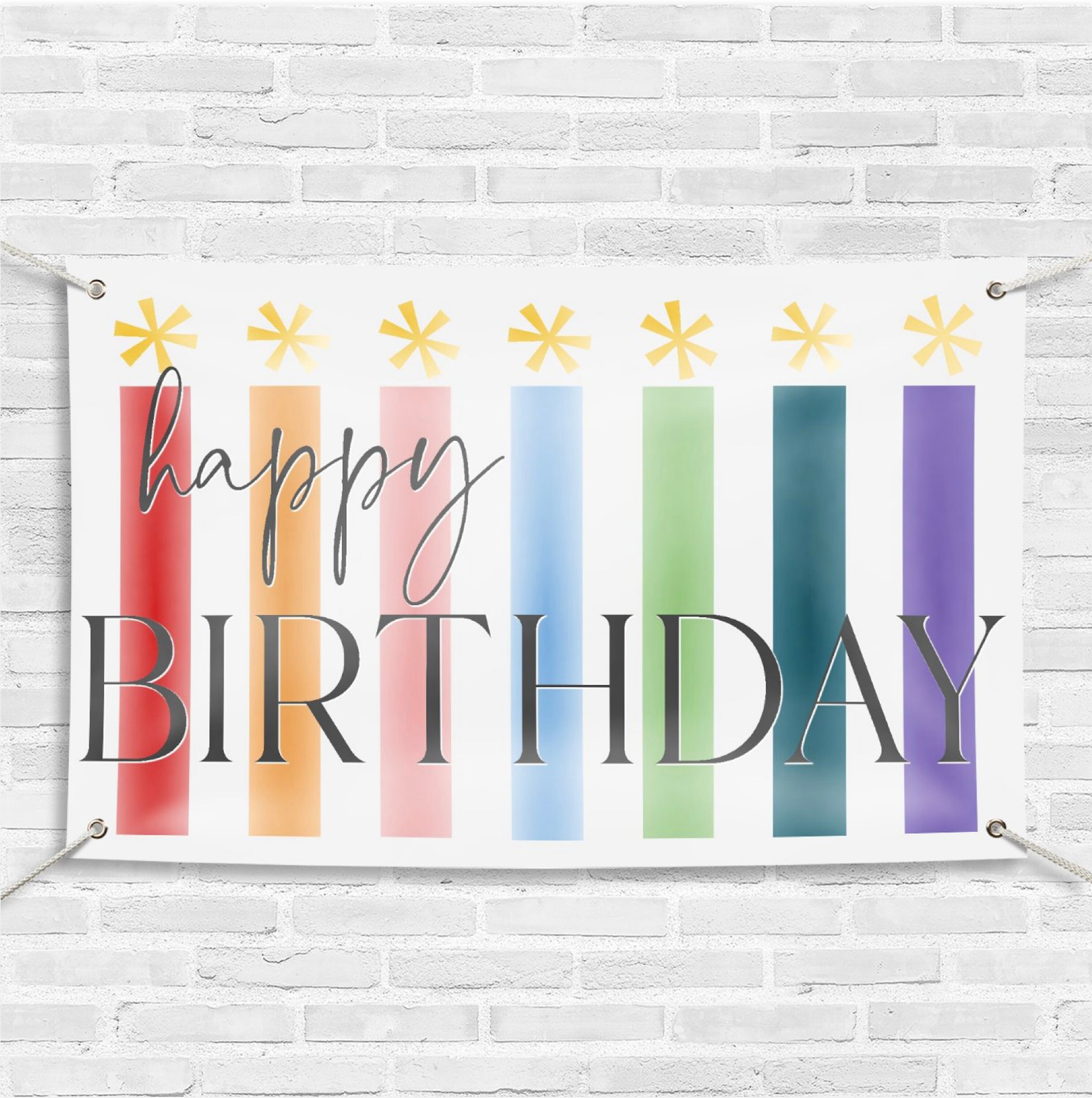 Elegant Birthday Banner Instant Download, Three Sizes, Candles With ...
