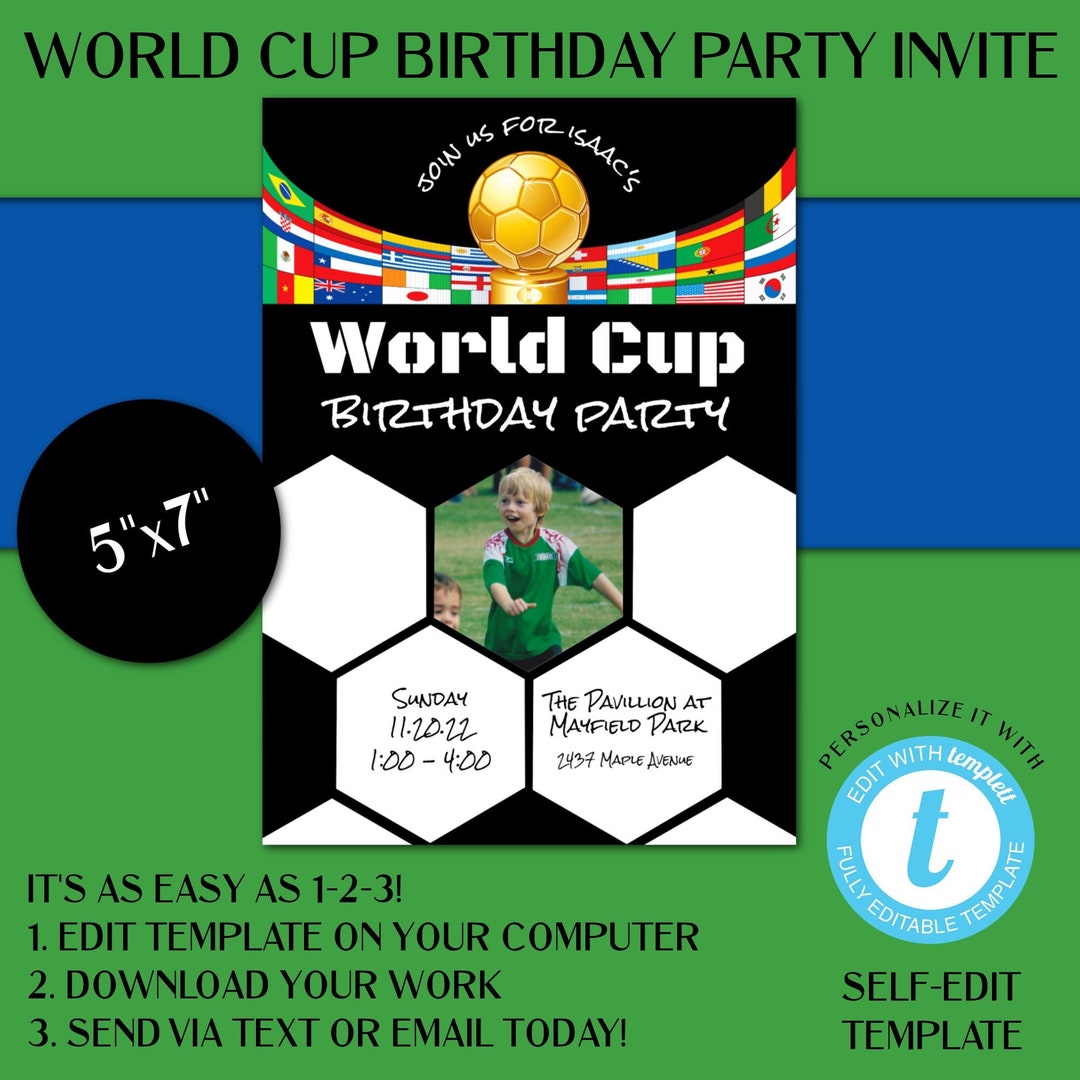 World Cup Birthday Party Digital Template World Cup 5x7 - Etsy