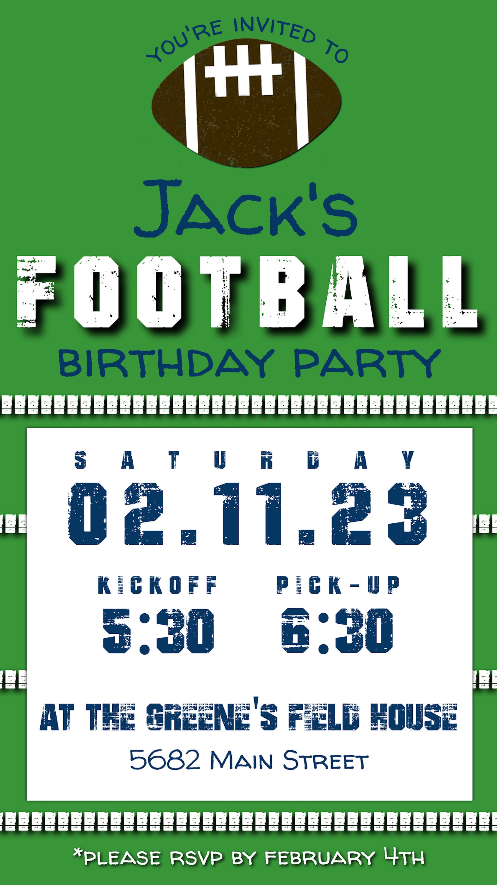 Football Birthday Party Invitation Digital Template, Bowl Game Party ...