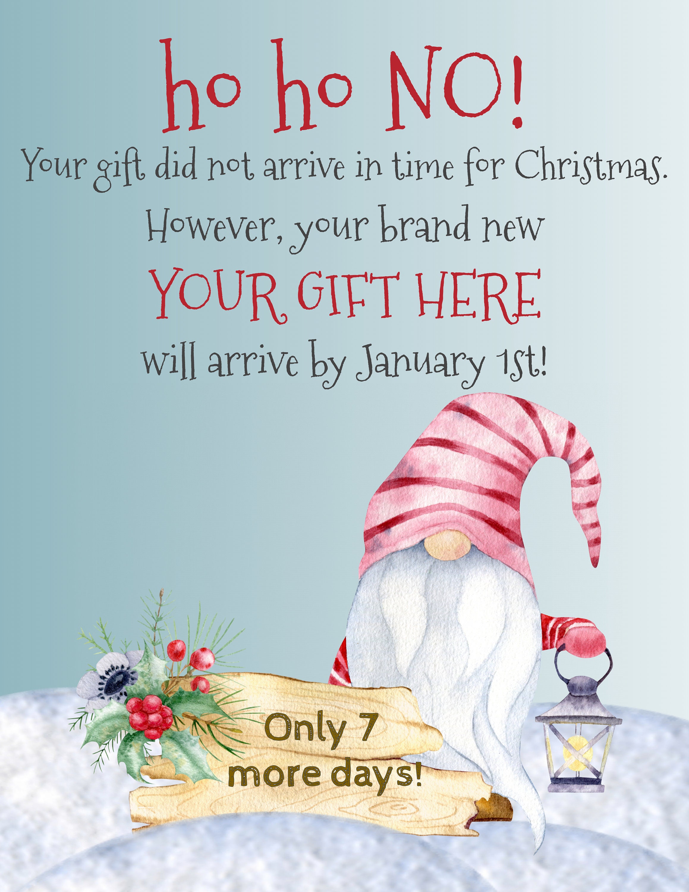 Late Gift Notification Digital Template, Something Under the Tree, Late ...