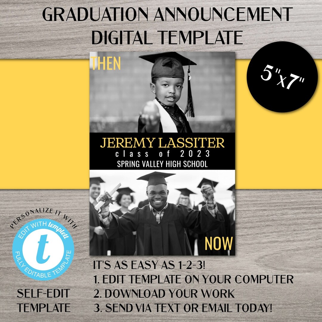 Then and Now Graduation Announcement Digital Template Custom - Etsy