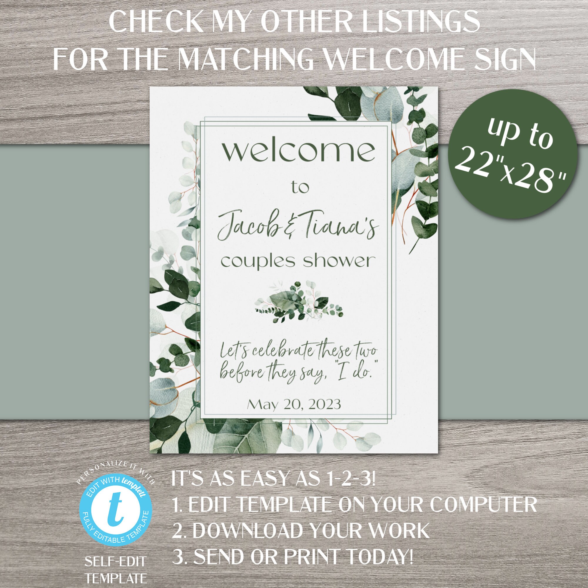 Opulent Greenery Bridal Shower Invitation Digital Template - Etsy