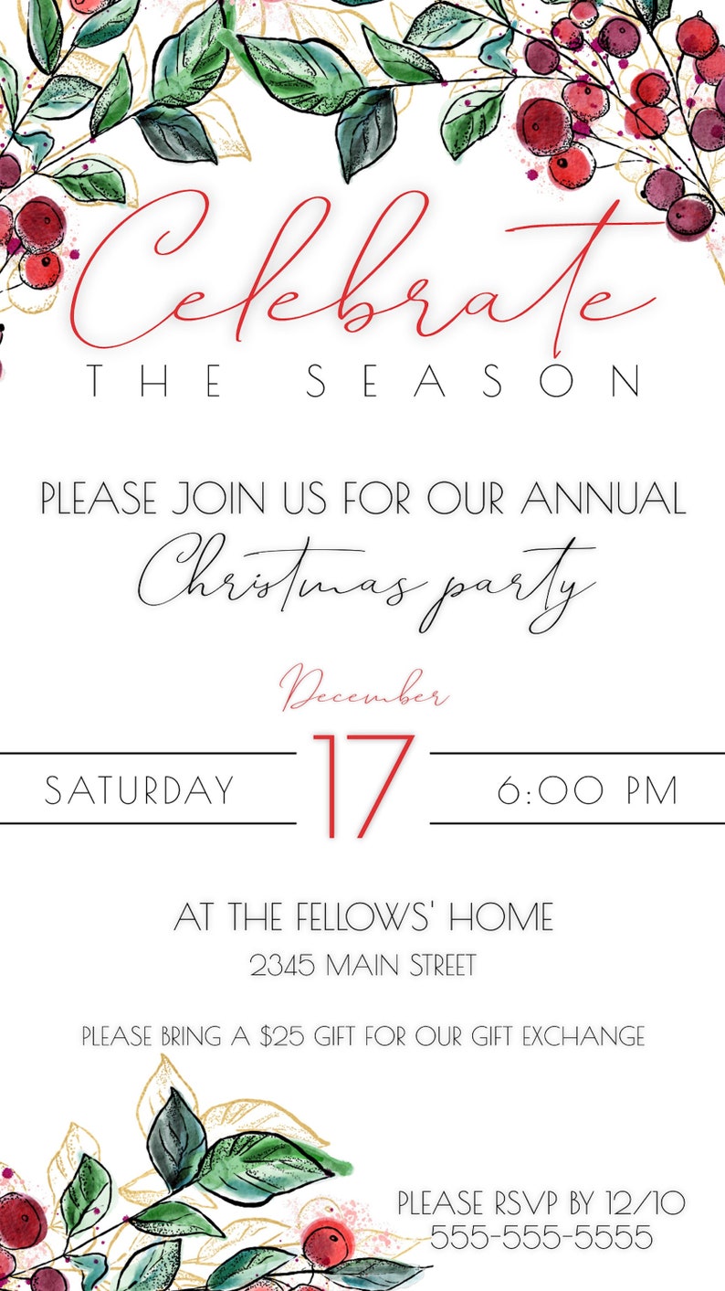 Christmas Party Text Invitation Digital Template for Text - Etsy