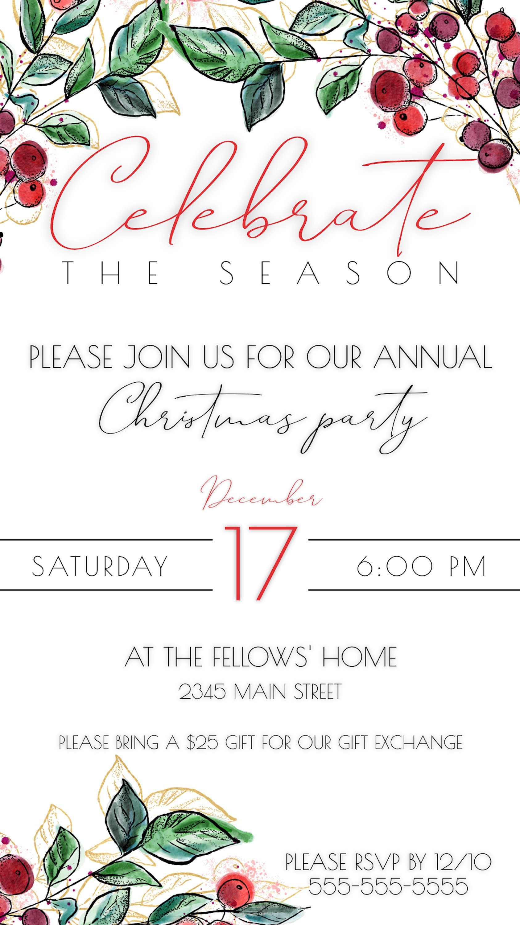 Christmas Party Text Invitation Digital Template for Text - Etsy