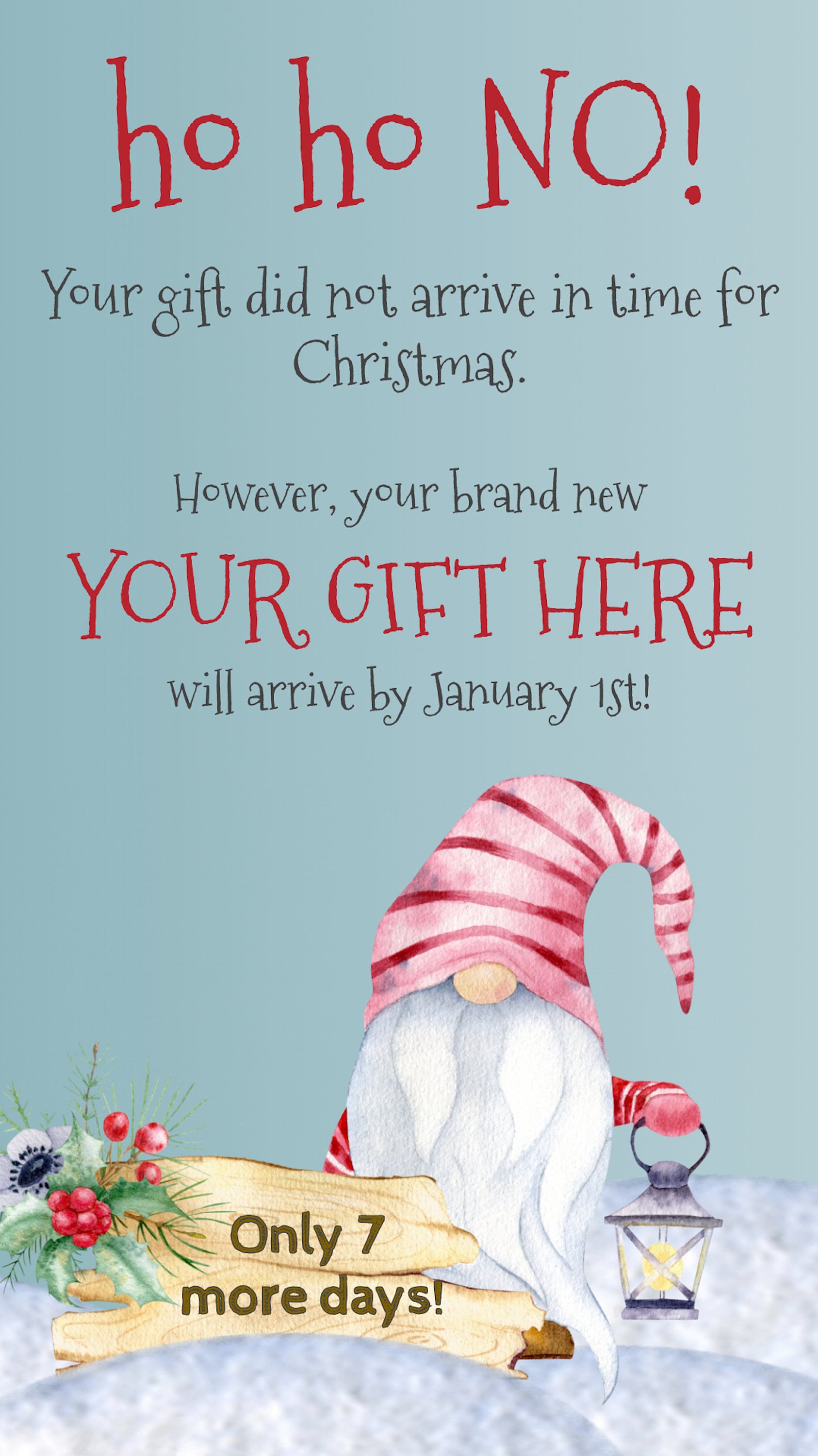 Late Gift Notification Digital Template, Something Under the Tree, Late ...