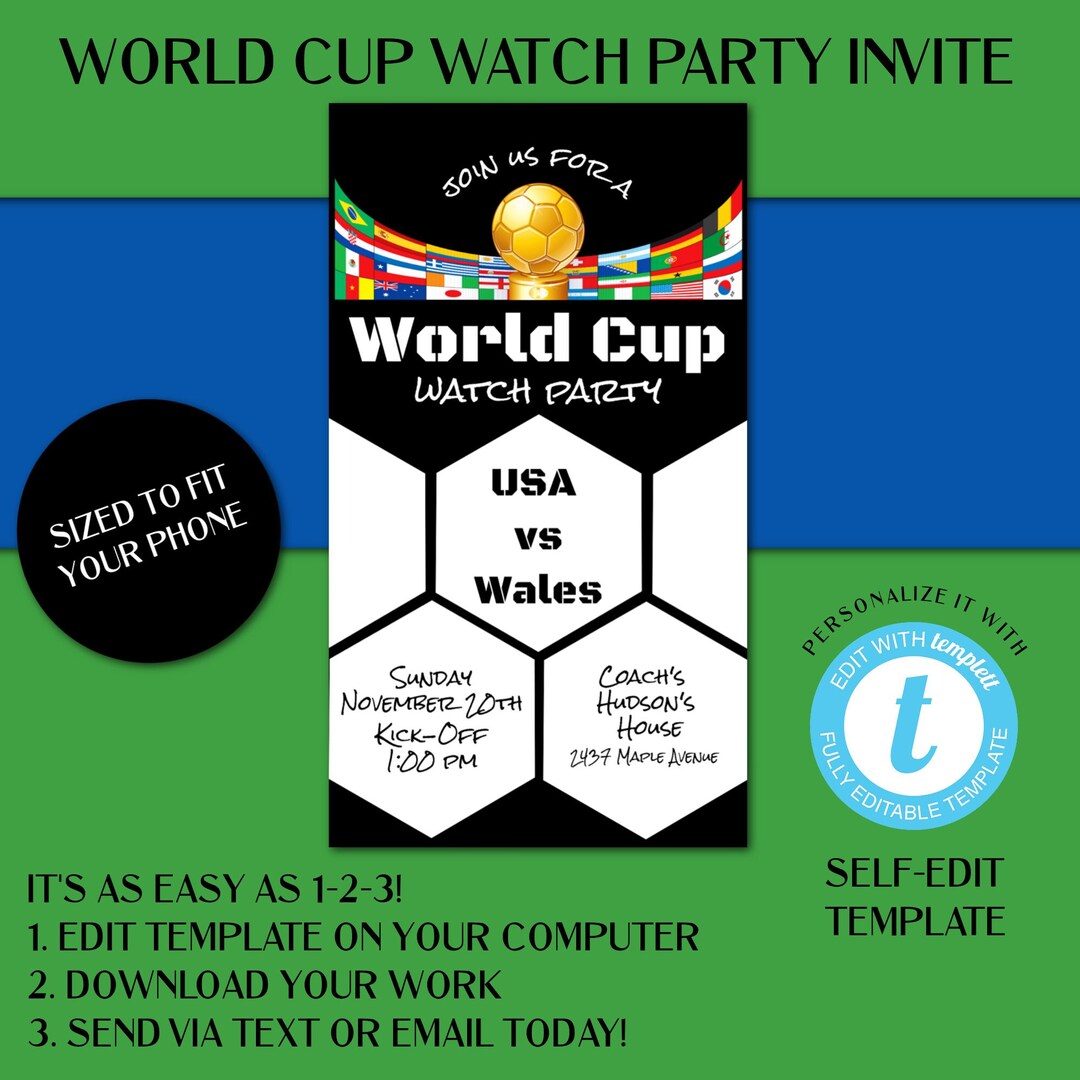 World Cup Watch Party Invitation Digital Template FIFA World - Etsy