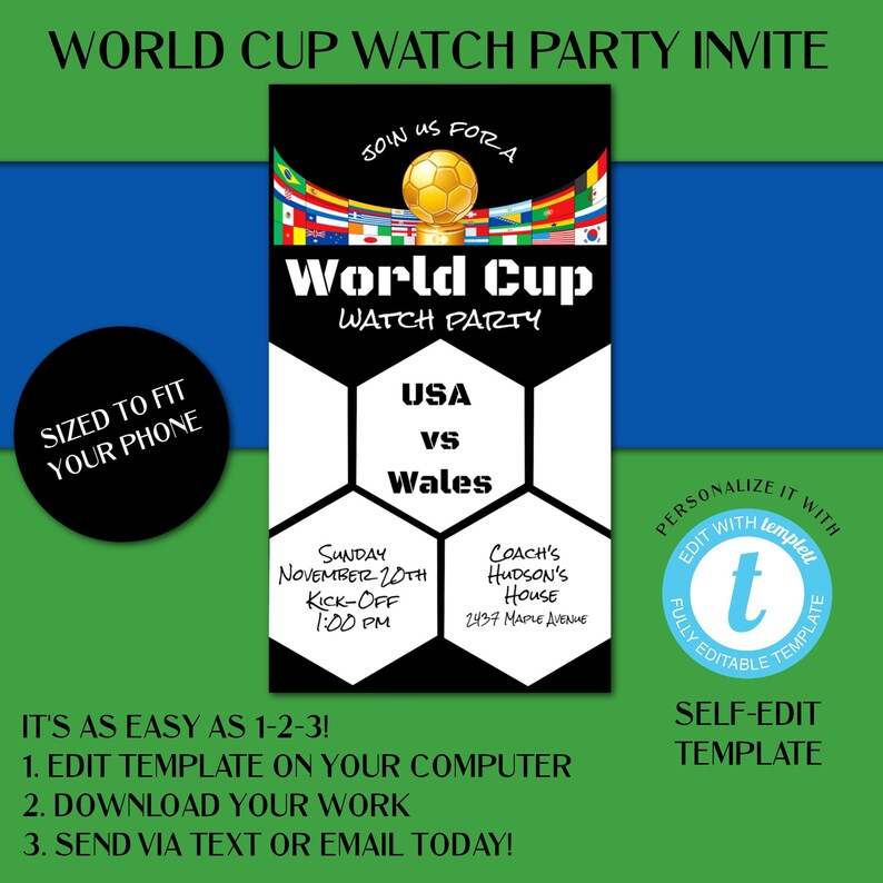 World Cup Watch Party Invitation Digital Template FIFA World - Etsy