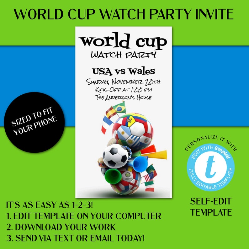 World Cup Watch Party Invitation Digital Template FIFA World - Etsy