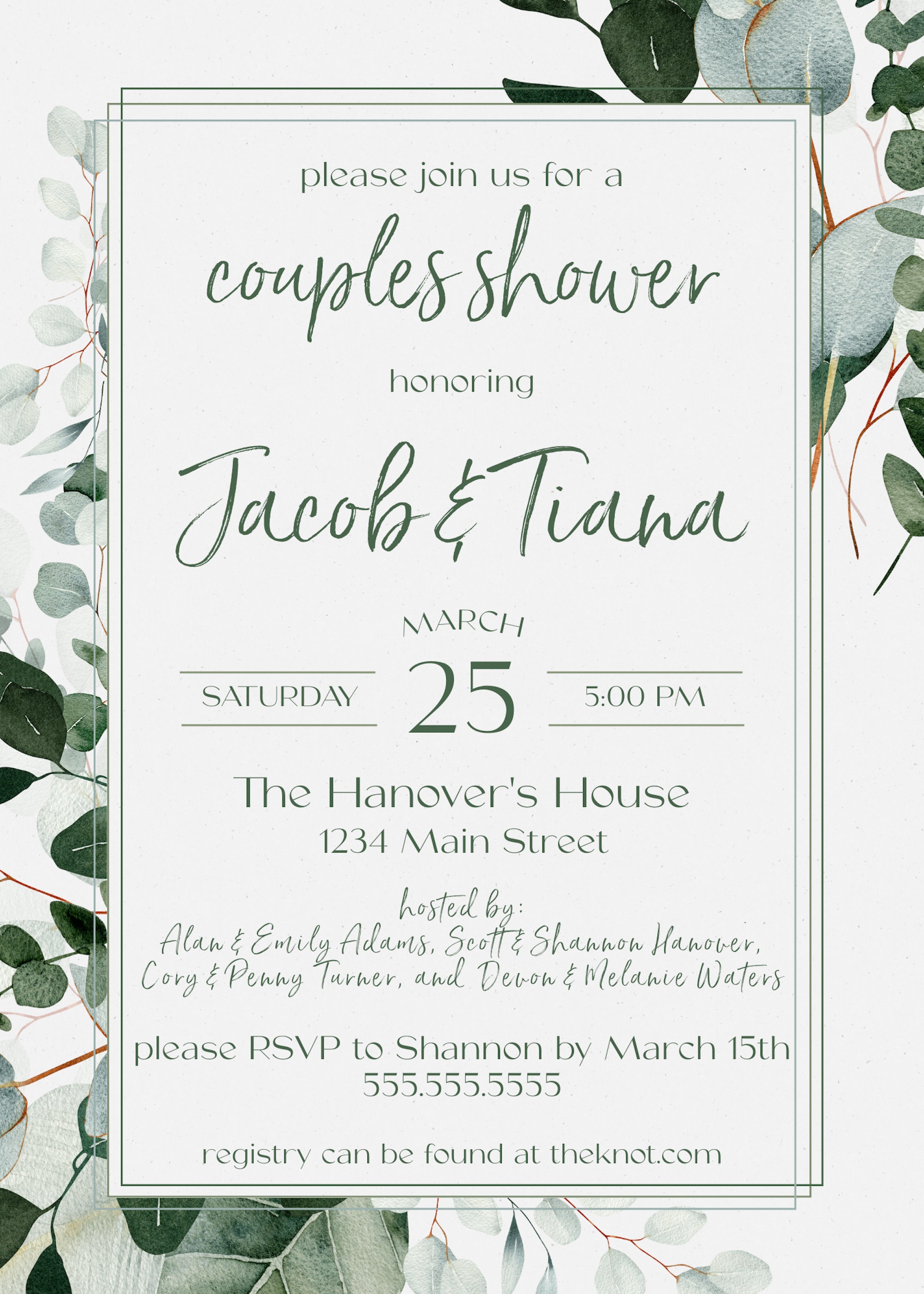 Opulent Greenery Bridal Shower Invitation Digital Template - Etsy