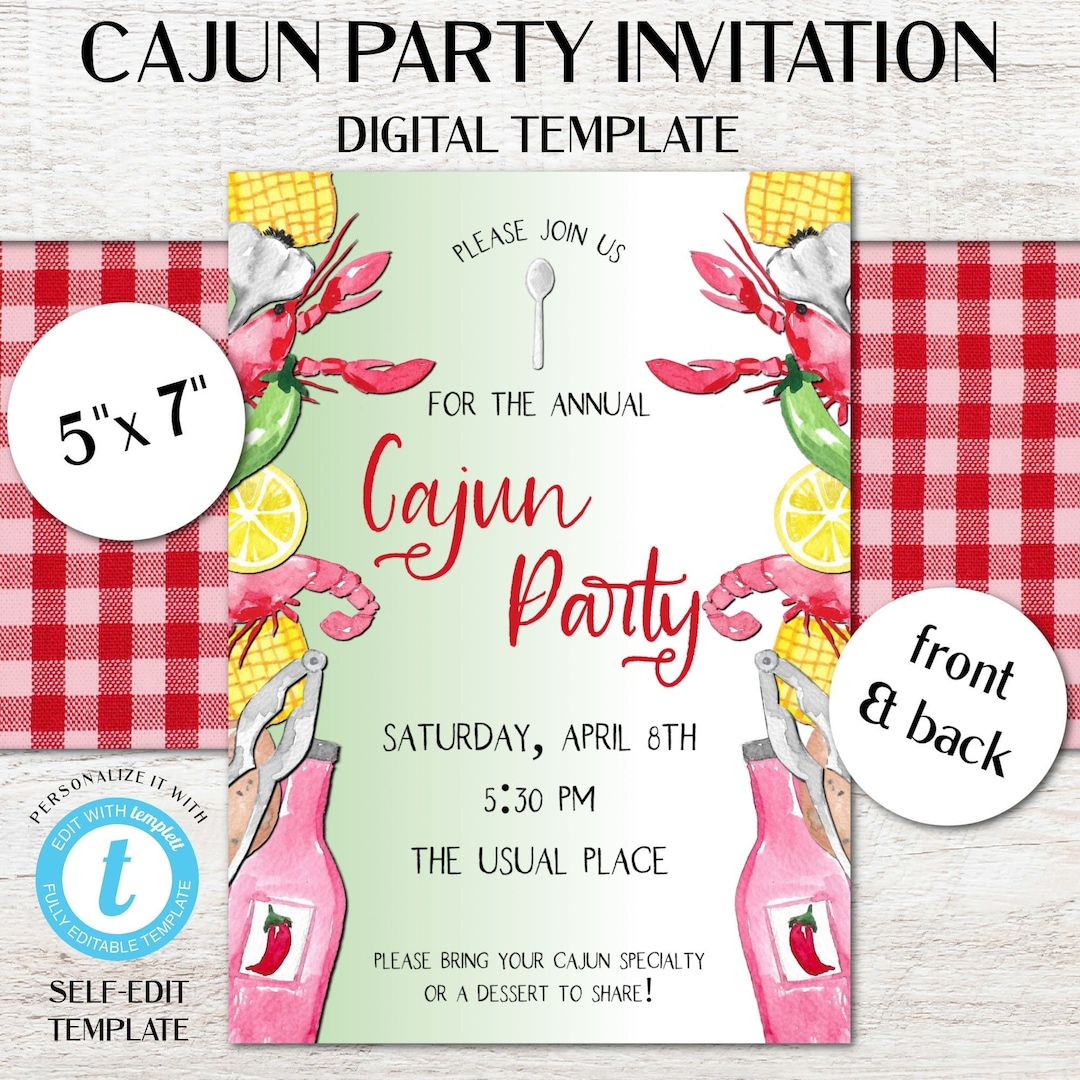 Cajun Party Invitation Digital Template Cajun Party Crawfish - Etsy