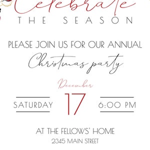 Christmas Party Text Invitation, Digital Template for Text Invites ...