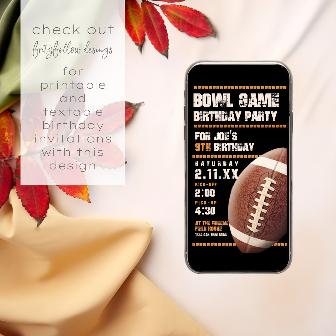 Football Watch Party Invitation Text Digital Template, Bowl Game Watch ...