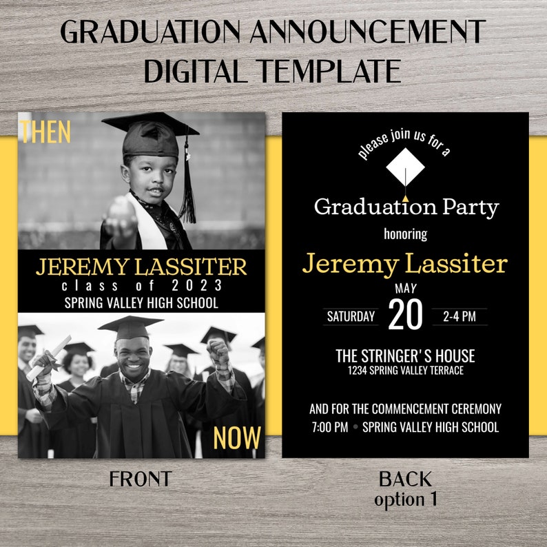 Then and Now Graduation Announcement Digital Template Custom - Etsy