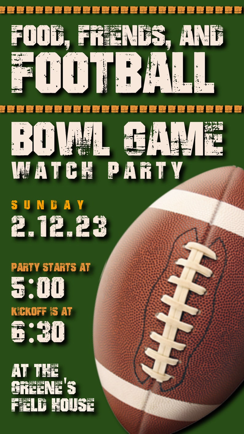 Bowl Game Party Invitation Digital Template Bowl Game Party - Etsy