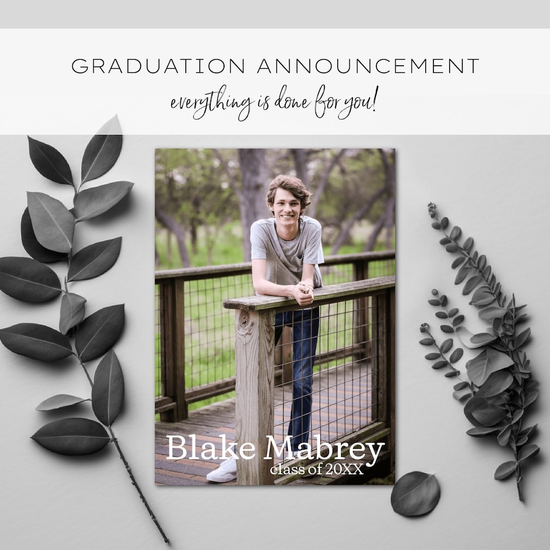 Photo Graduation Announcement Digital Template, Custom Graduation Cards ...