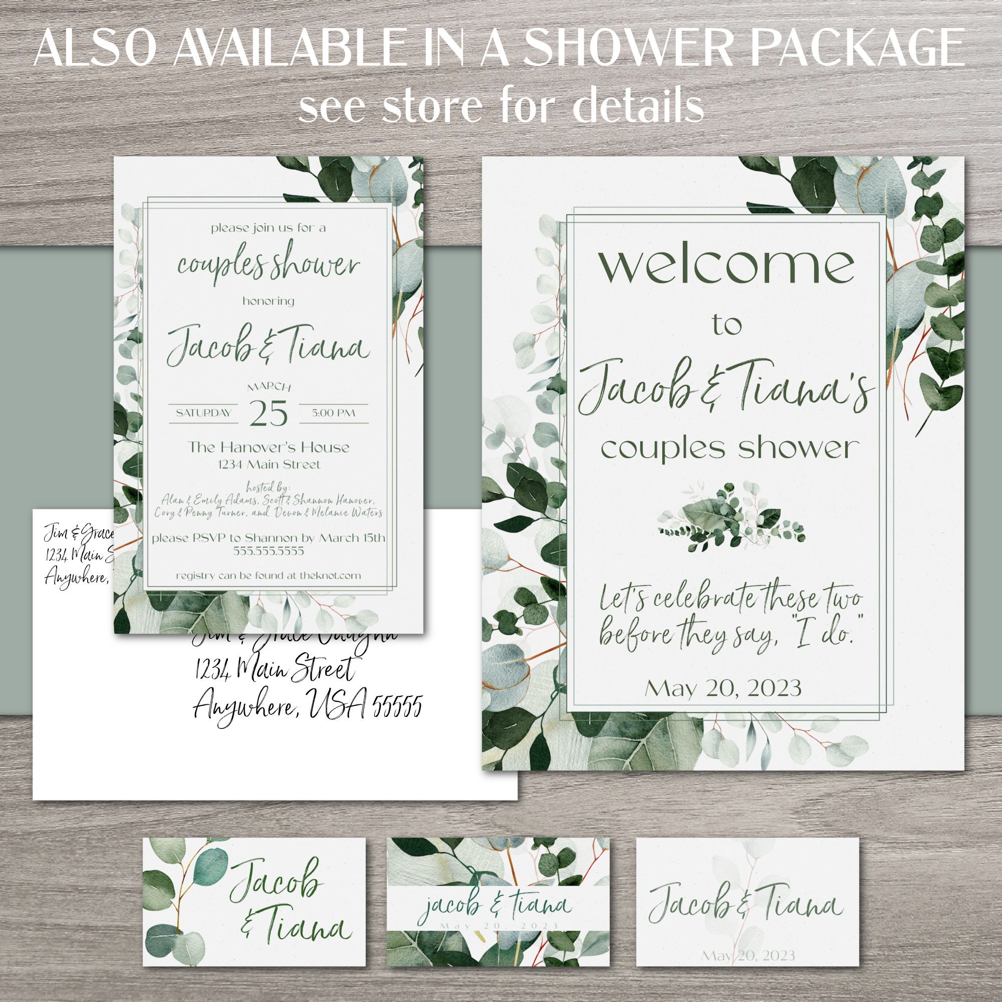 Opulent Greenery Bridal Shower Invitation Digital Template - Etsy