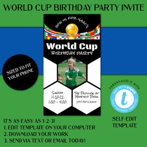 World Cup Birthday Party Invitation Digital Template World - Etsy