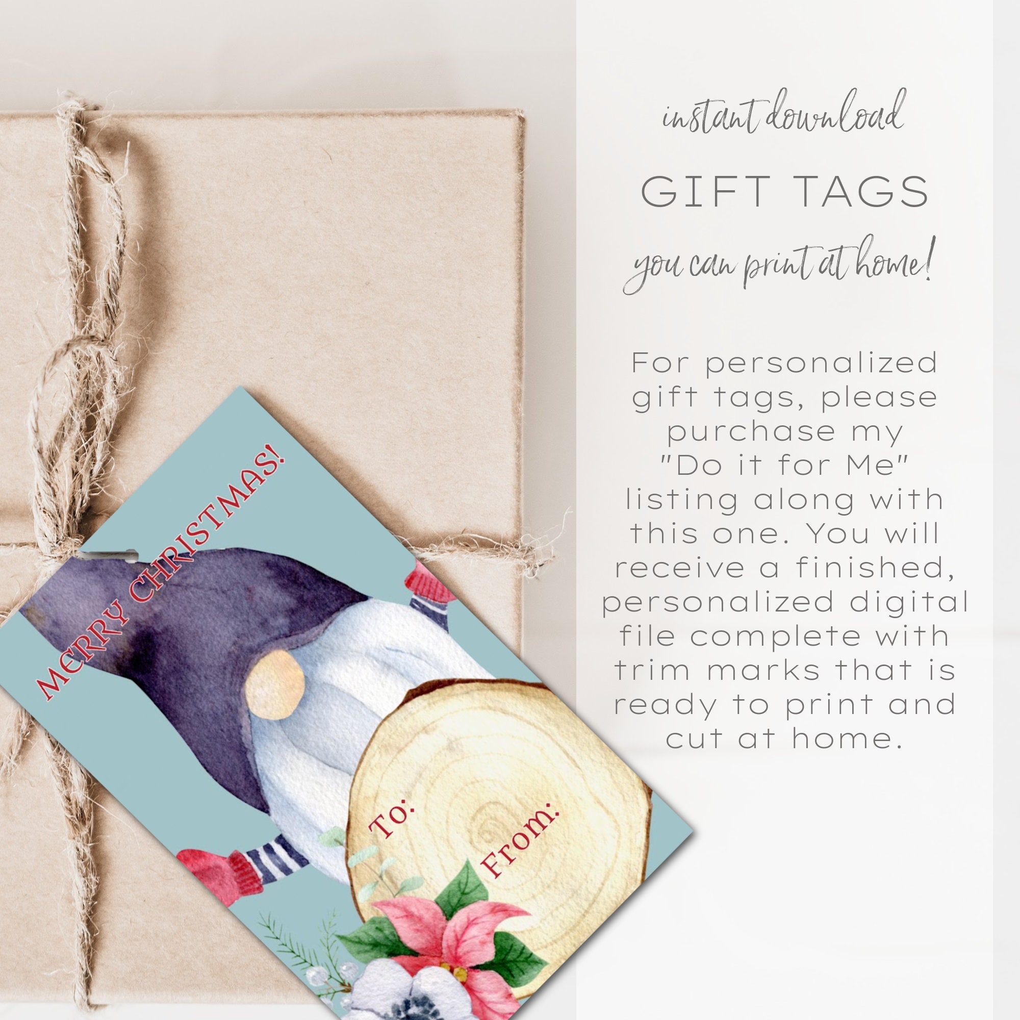 Gnome Christmas Gift Tags, Printable Holiday Tags (digital Download) - Etsy