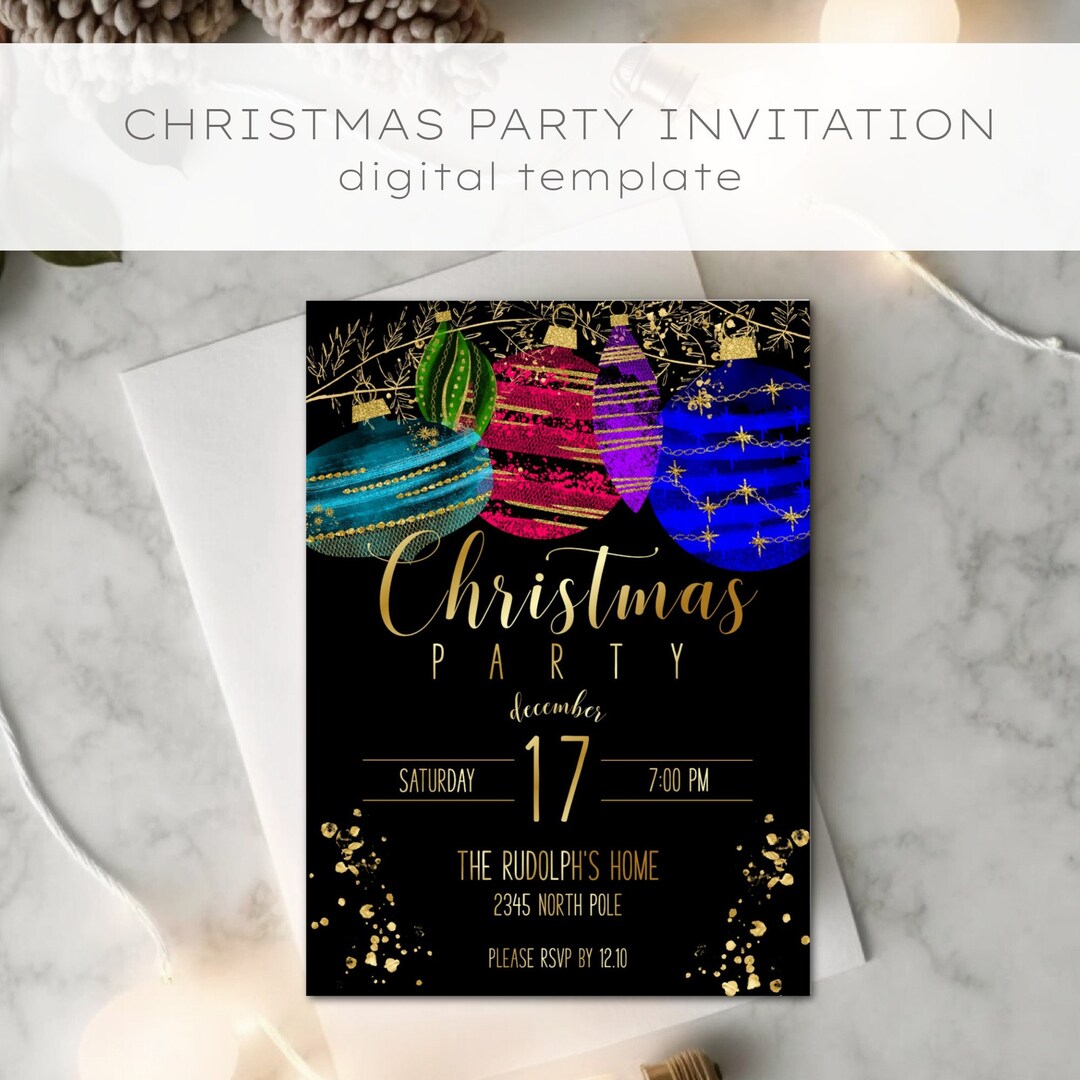 Modern Christmas Party Invitation Digital Template, 5x7 Printable ...
