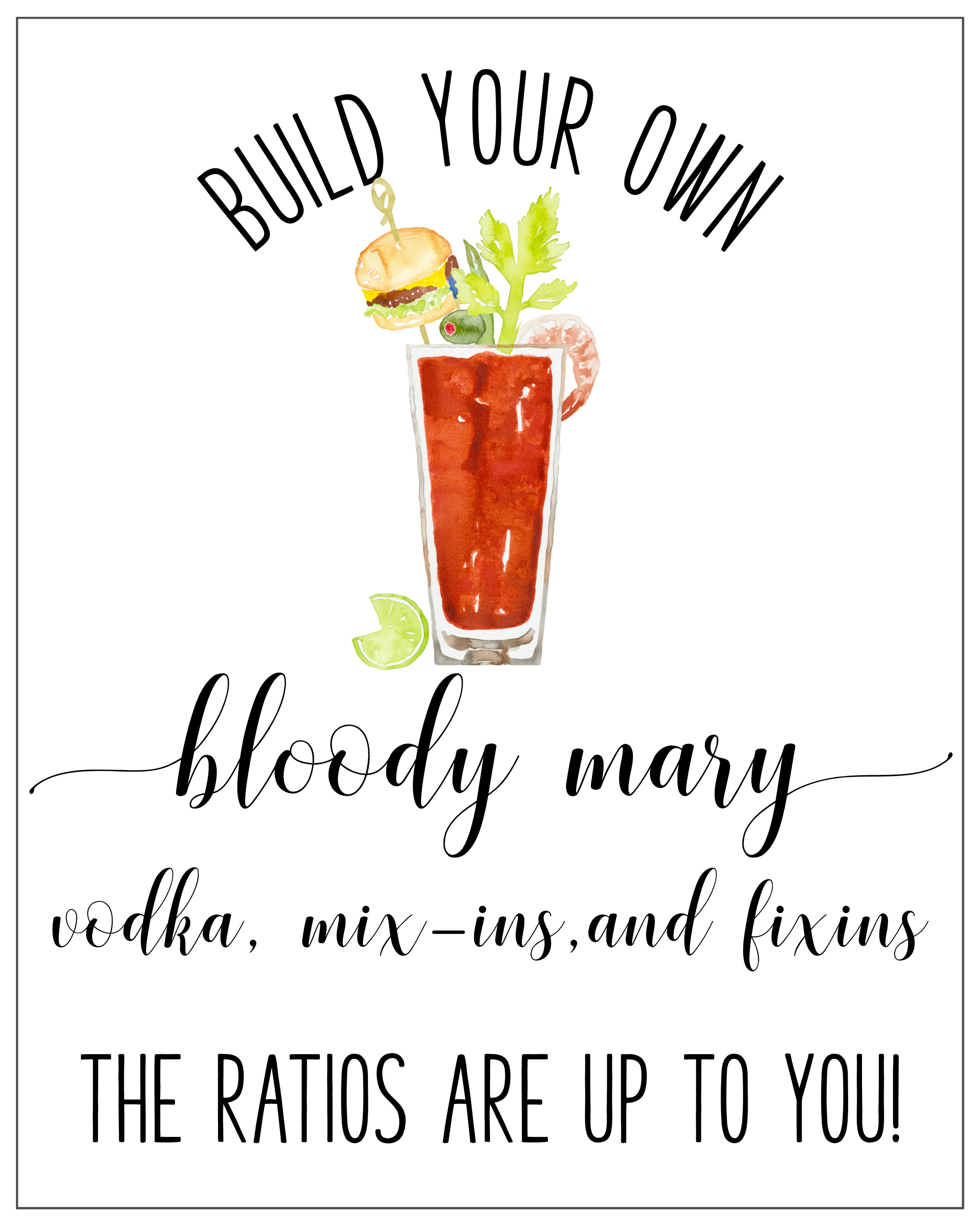 Bloody Mary Bar Package: Invitation, Sign, Food Labels; Build-your-own ...