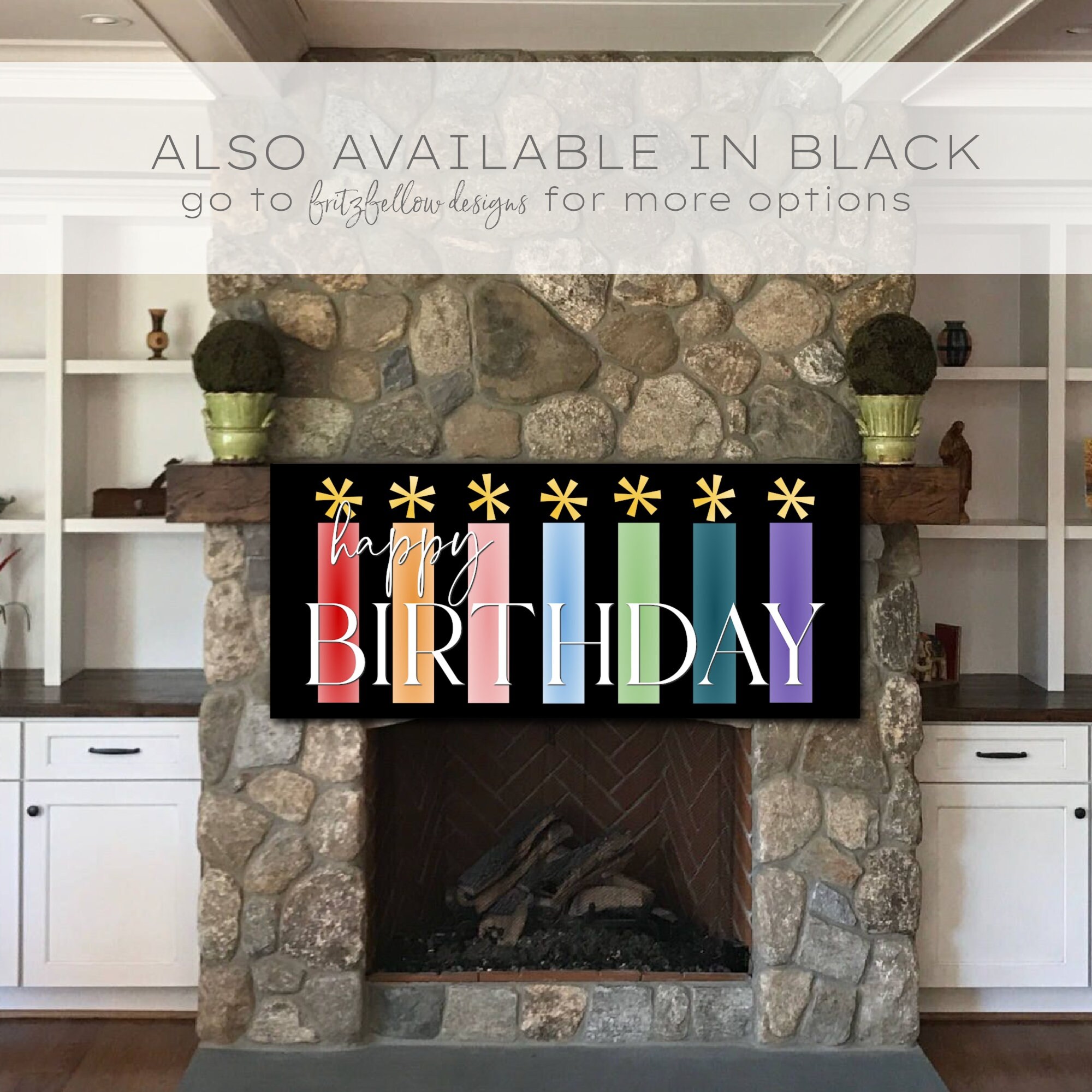 Elegant Birthday Banner Instant Download, Three Sizes, Candles With ...