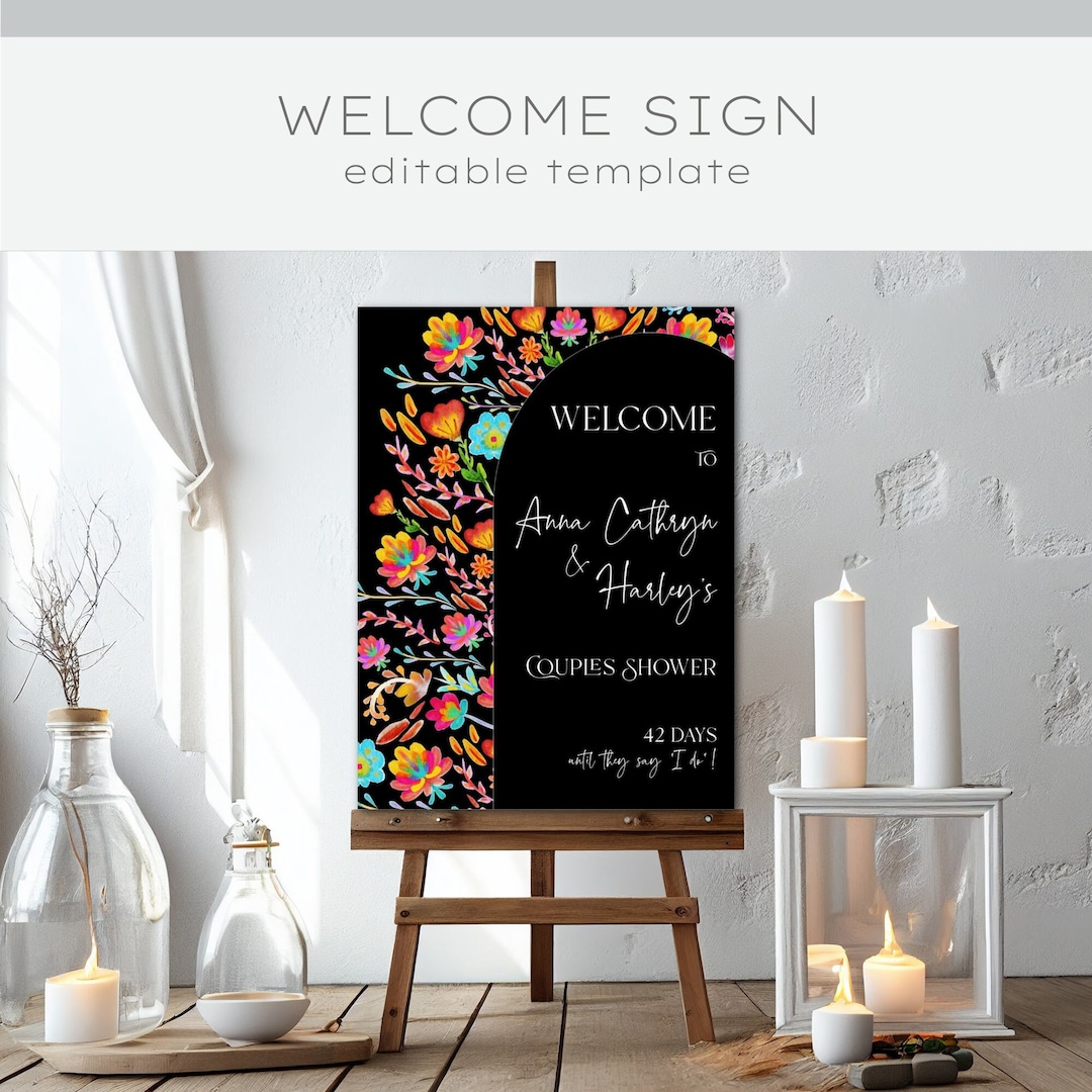 Mexican Floral Welcome Sign: Elegant Fiesta Template (digital) - Etsy