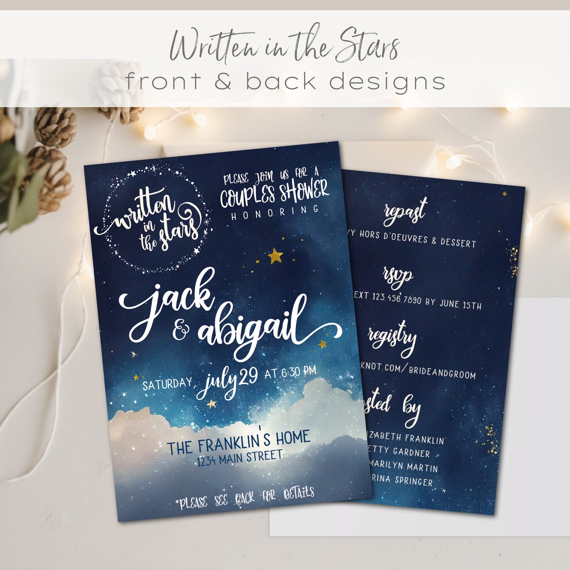 Written in the Stars Invitations, Engagement Party Invitations, Bridal ...