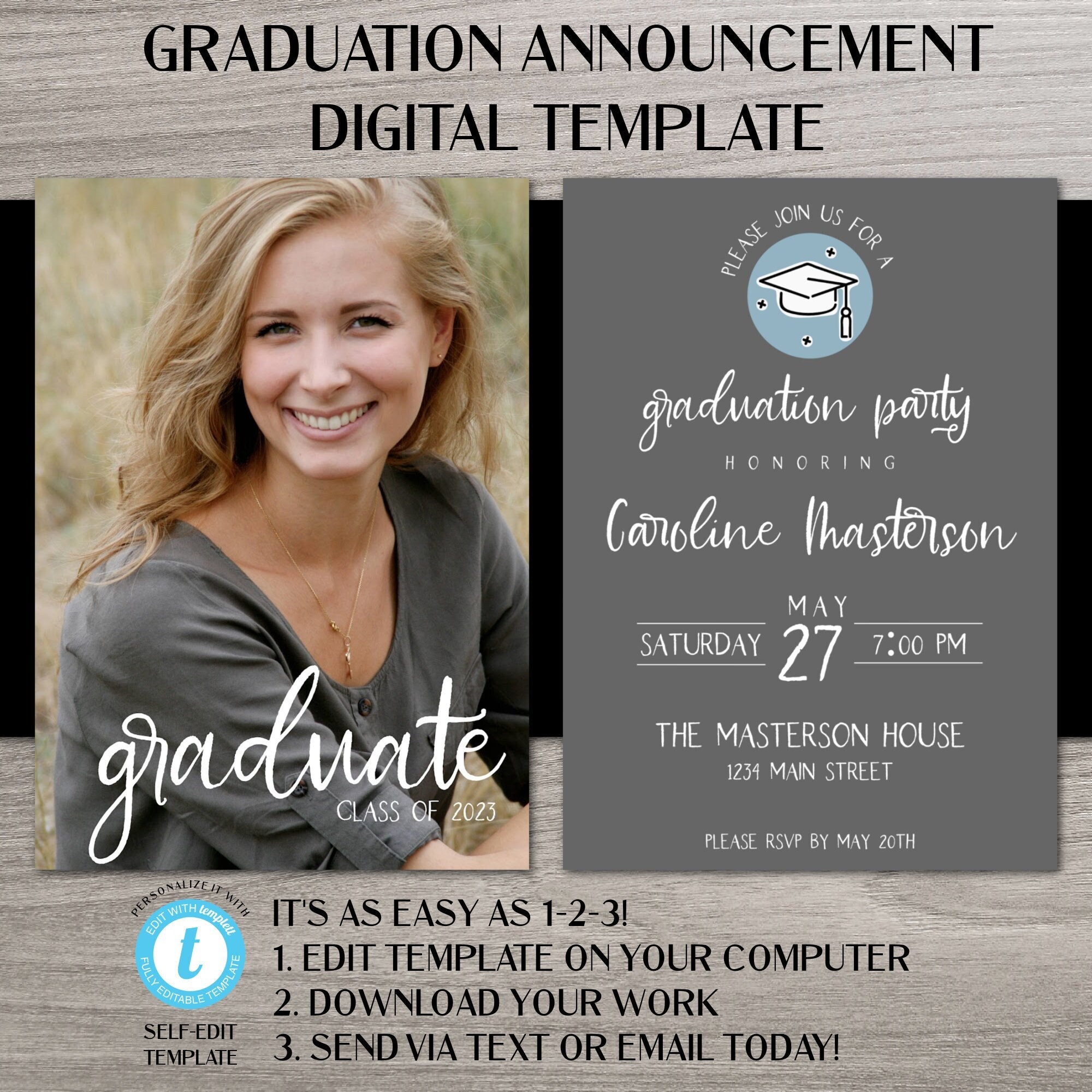 Photo Graduation Announcement Digital Template Custom - Etsy