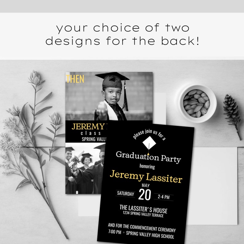 Then and Now Graduation Announcement Digital Template, Custom ...