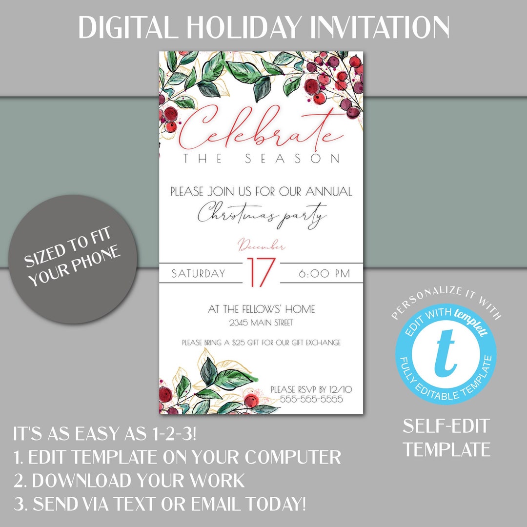 Christmas Party Text Invitation Digital Template for Text - Etsy