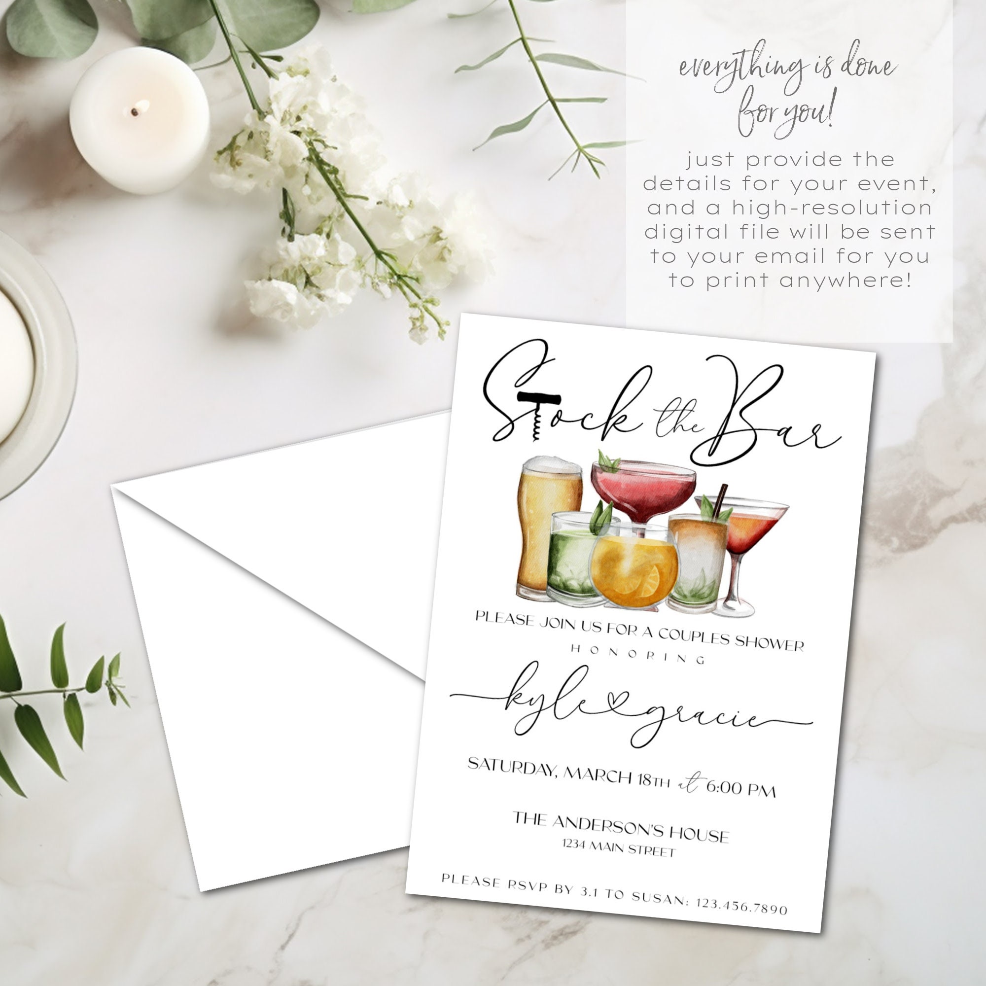 Stock the Bar Shower Invitation, Bridal Shower, Couples Shower, Bar ...