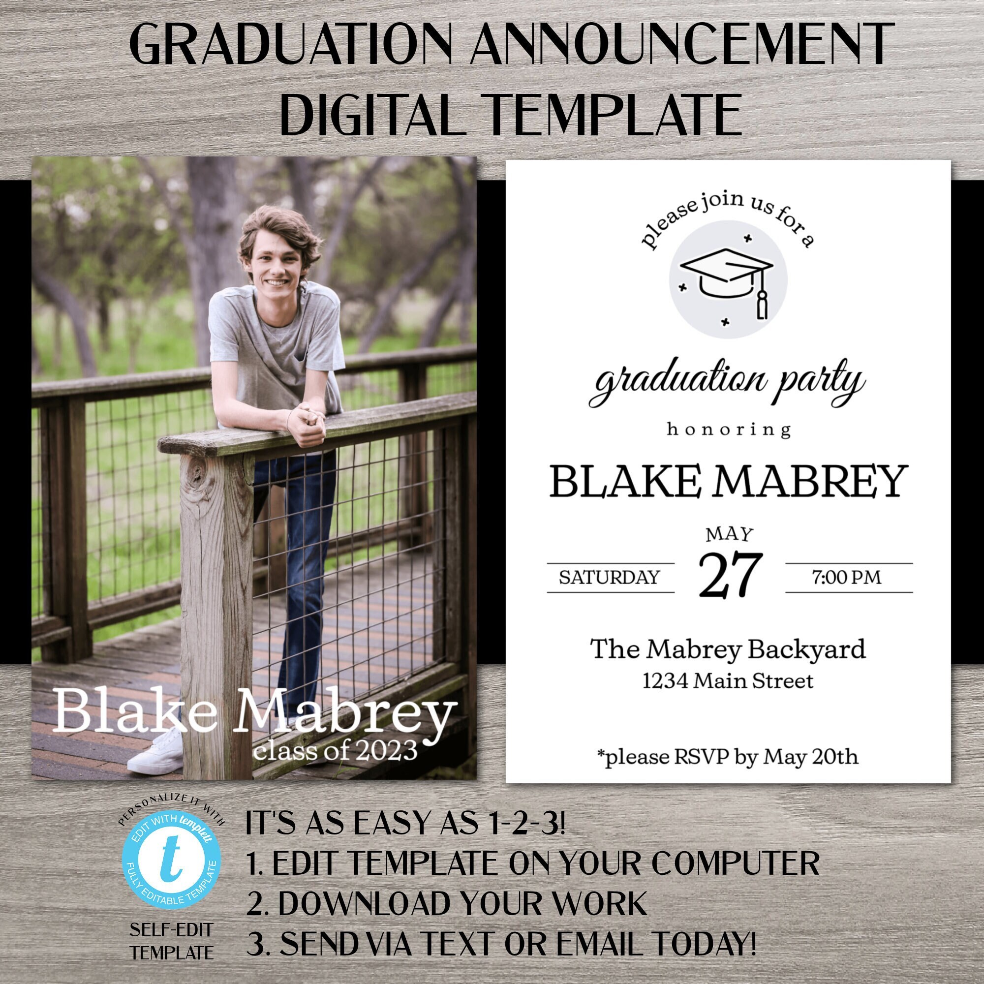 Photo Graduation Announcement Digital Template Custom - Etsy