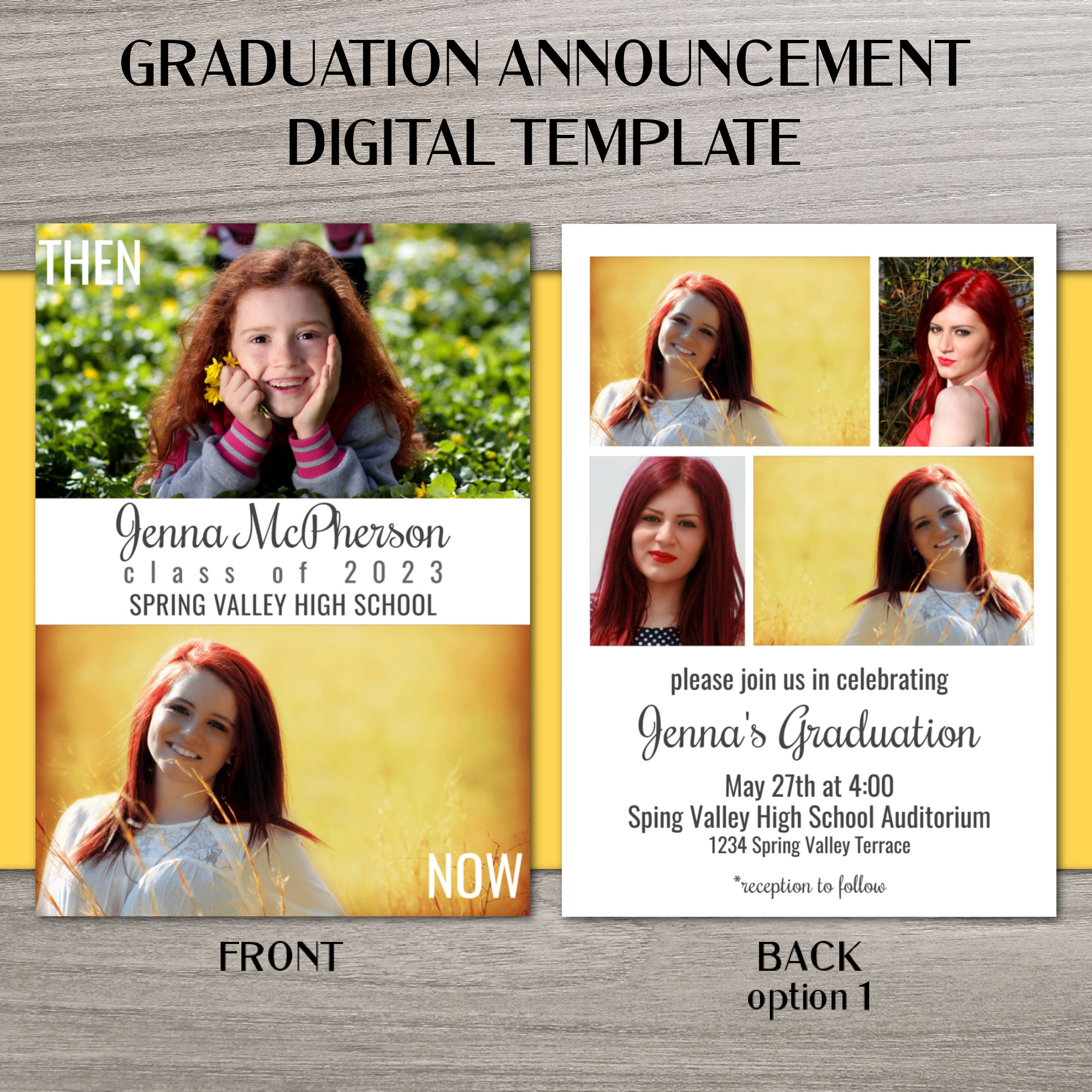 Then and Now Graduation Announcement Digital Template Custom - Etsy
