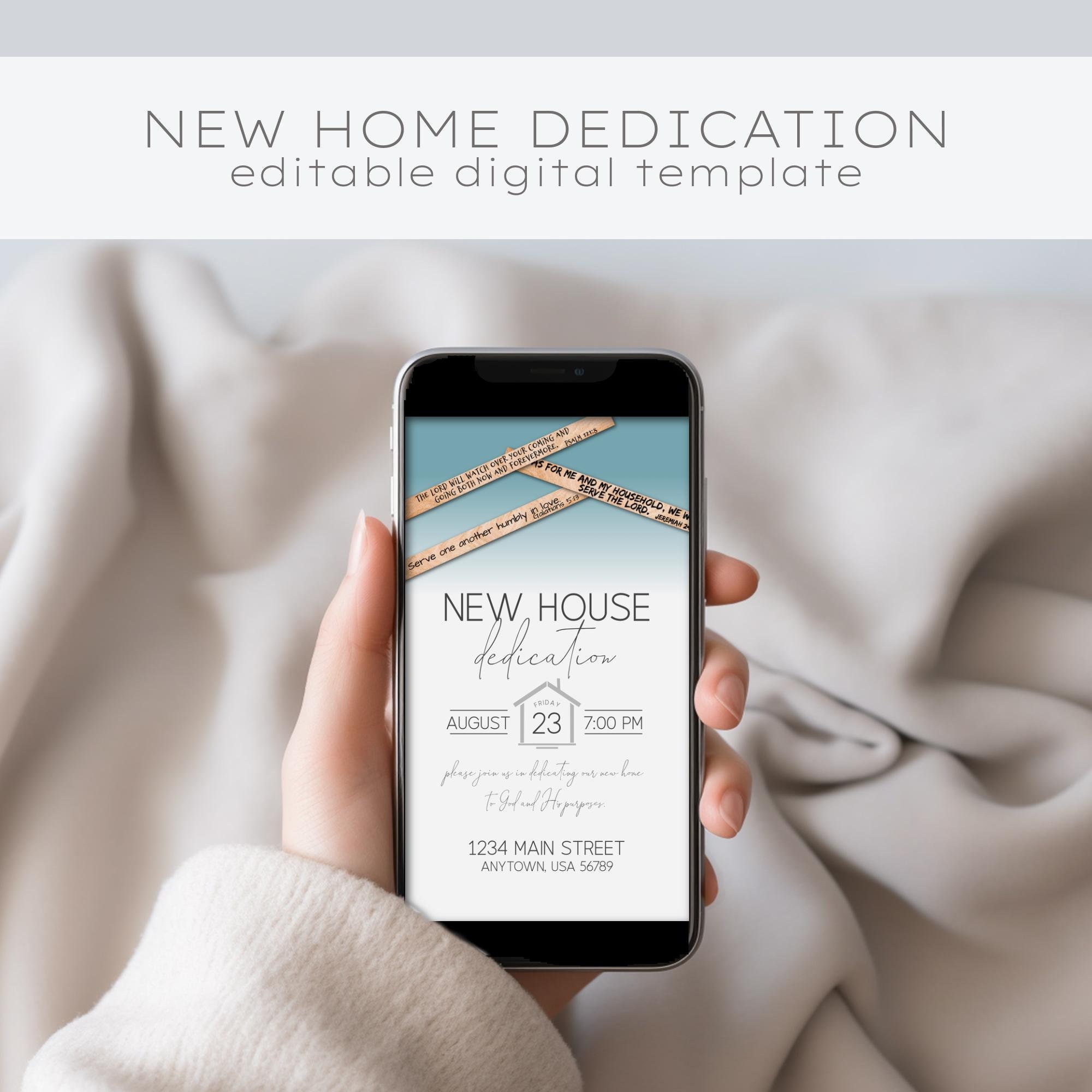 New Home Dedication Text Invitation Digital Template, New Construction ...