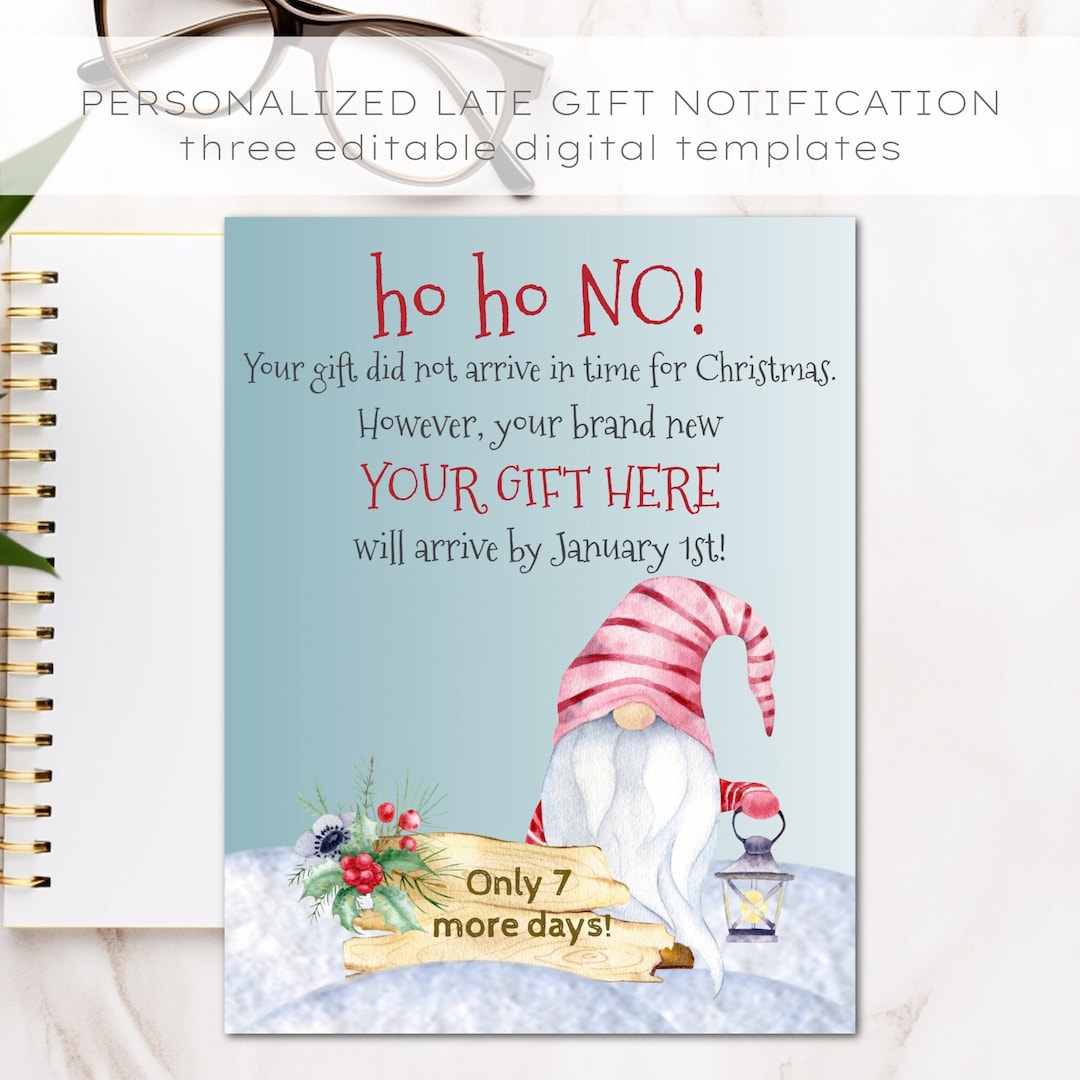 Late Gift Notification Digital Template, Something Under the Tree, Late ...