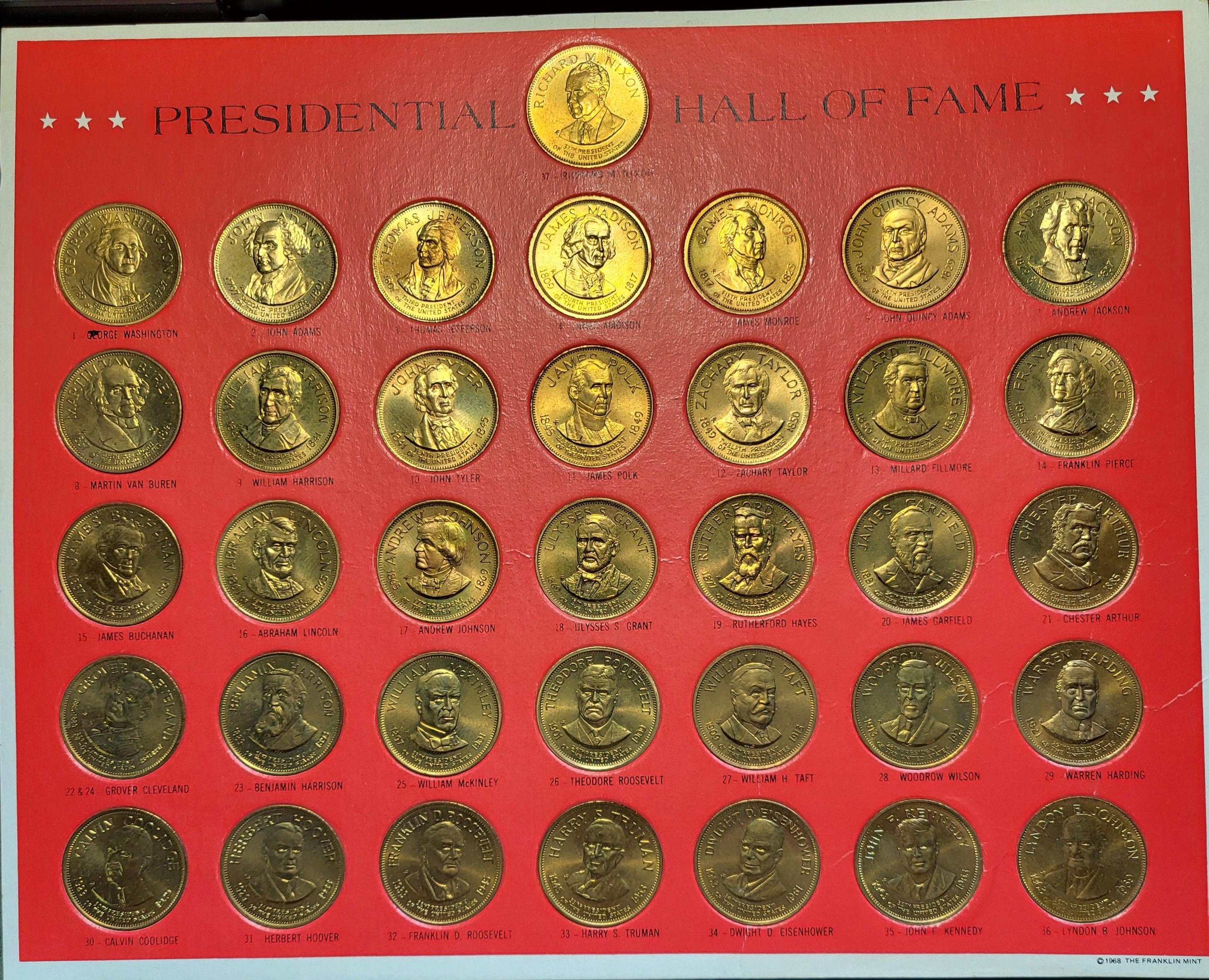 1968 Solid Bronze Collector's Set of Franklin Mint Presidential Hall of ...