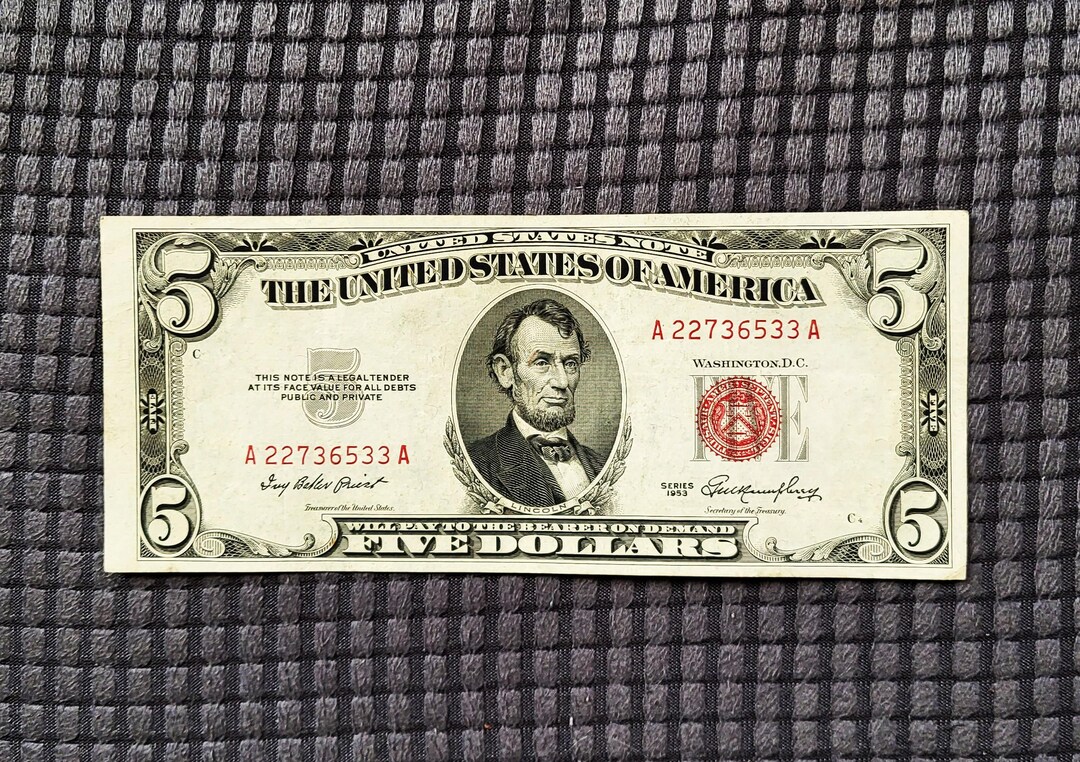 Red Seal 5 Dollar Bill & 1976 2 Dollar Bills - Collectible Currency - Etsy