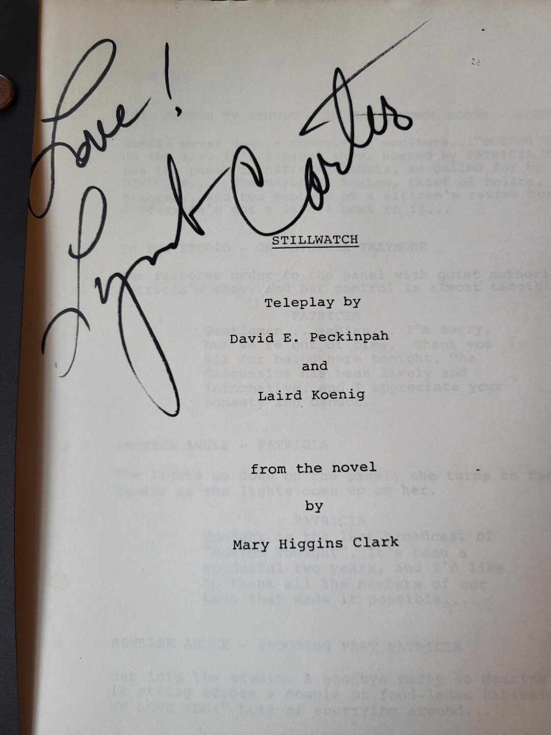 Lynda Carter Autographed Movie Script for stillwatch 1986. Based on a ...