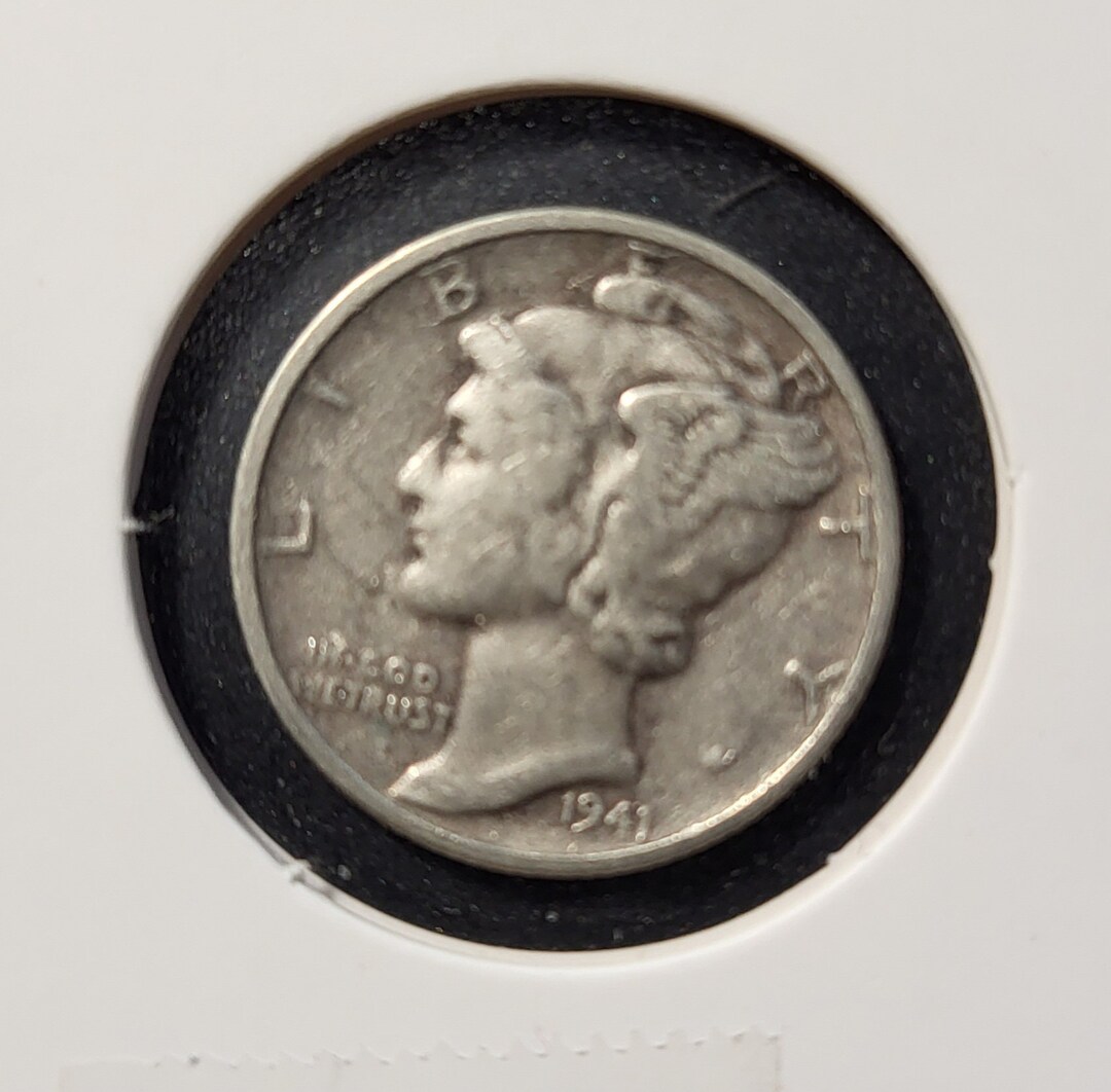 1941 Mercury Dime. Error "w" and "1" Are Stamped Into the Rim. Dime Has ...