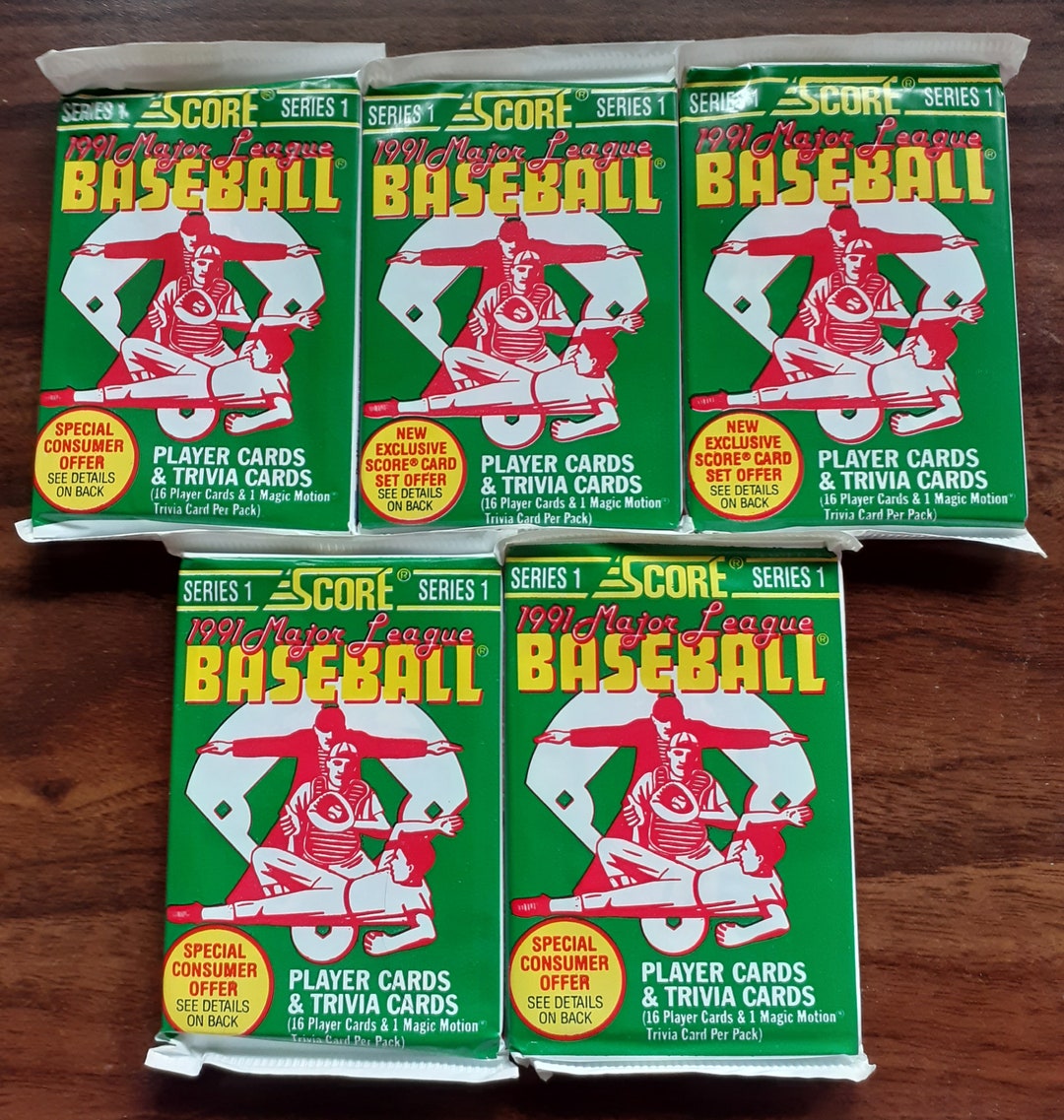 Buy 4 Paks of Series 1 Score 1991 Baseball and Trivia Cards Get 5th Pk ...